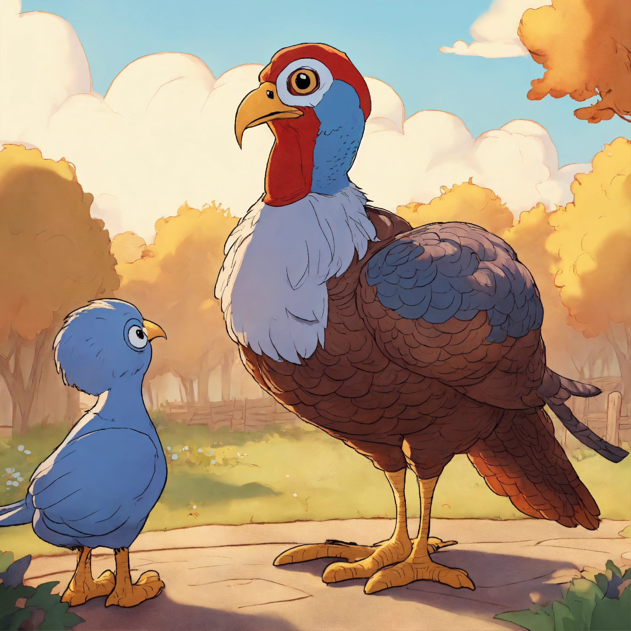 Lexica - Cute turkey Tommy stands and talks to an Owl for a toddler's ...