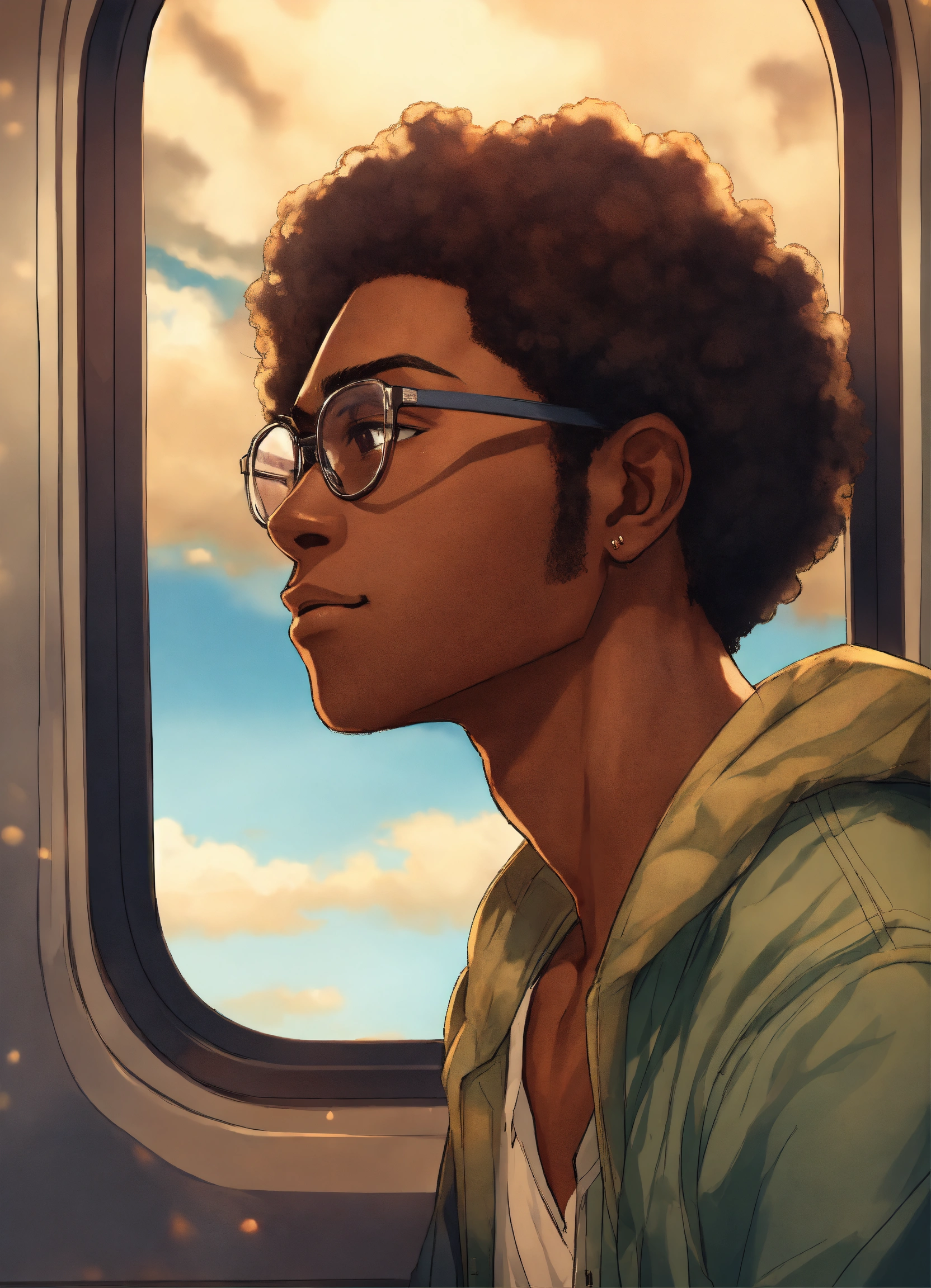 Lexica - Young Belizean male, 20s, rectangular glasses, slim face, no ...