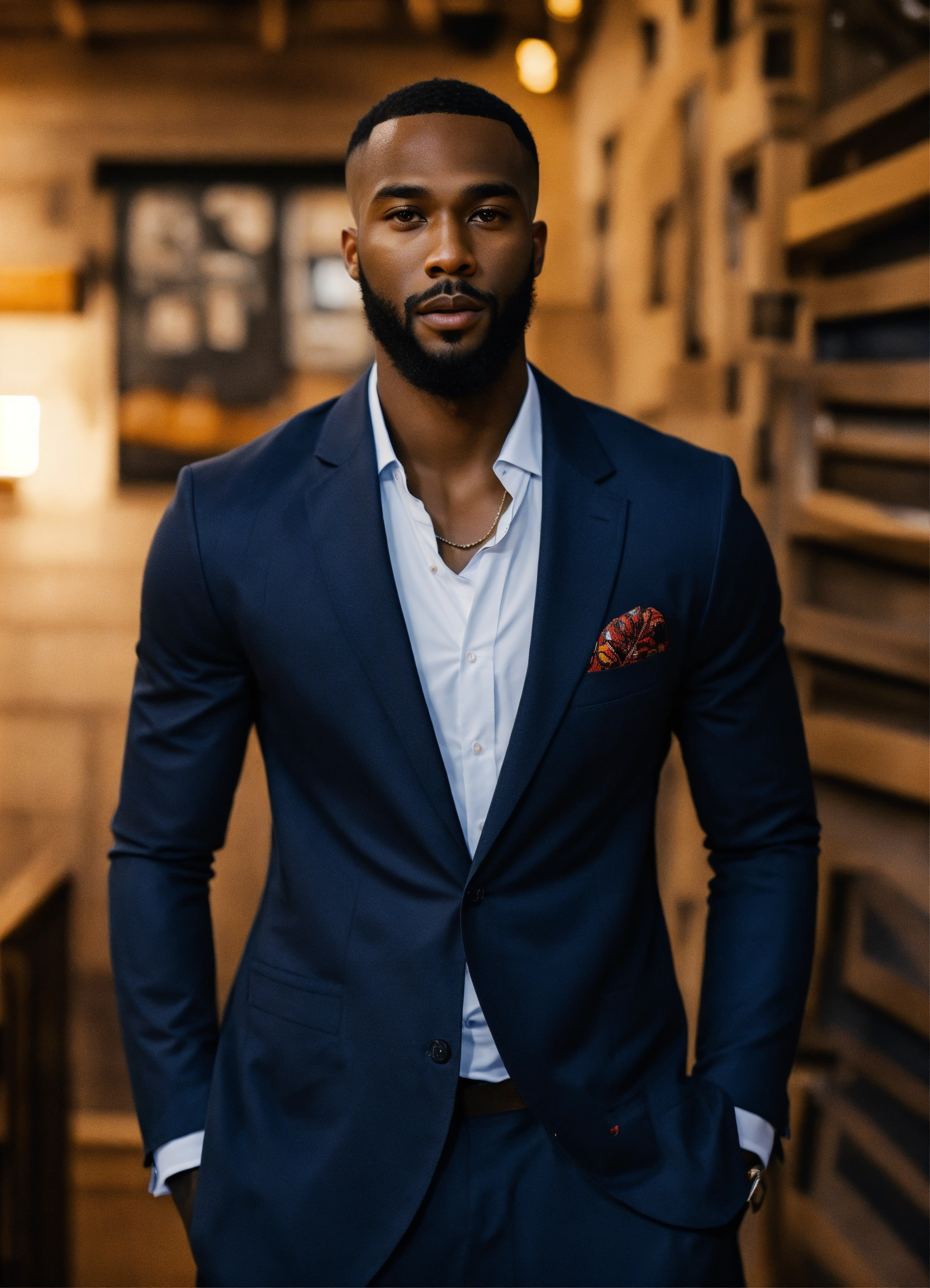 Lexica - Stunning Black Man, Low Hair. Cut Beard, dark Eyes, dark skin ...