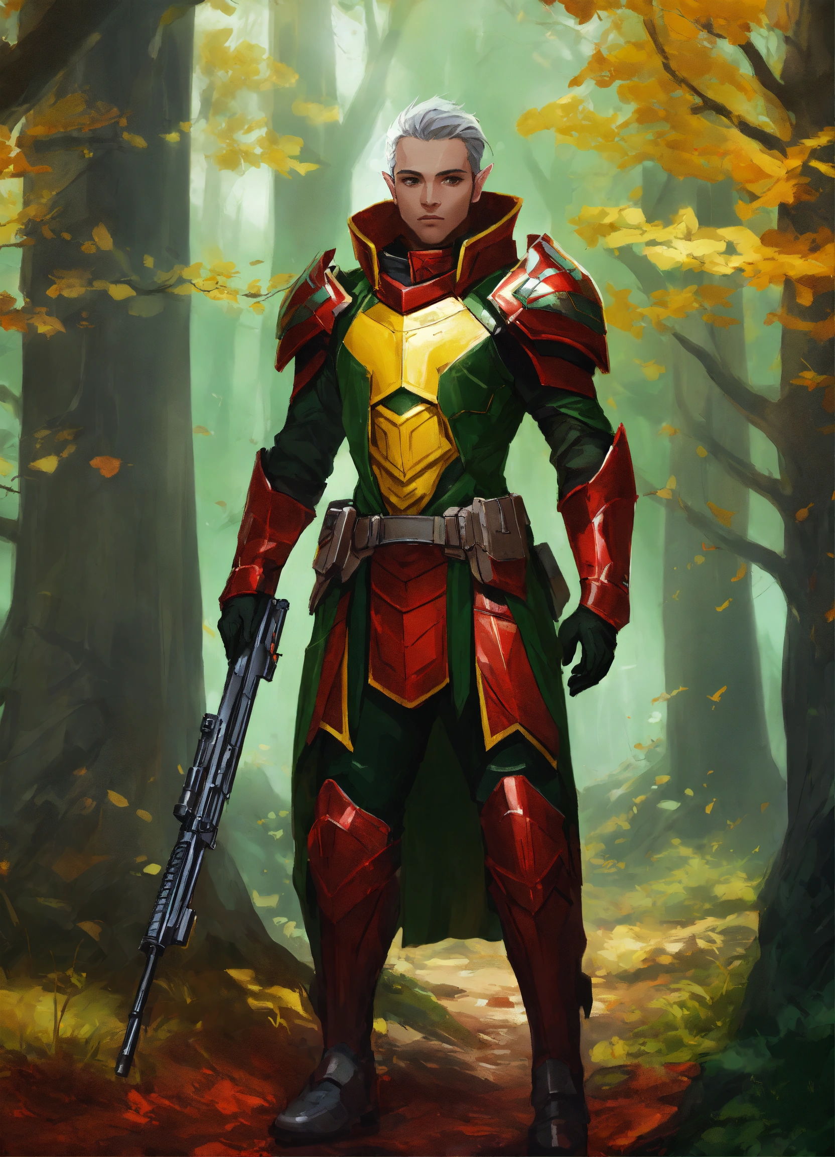 Lexica - Drawing of a high elf sci fi soldier wearing sleek sci fi ...