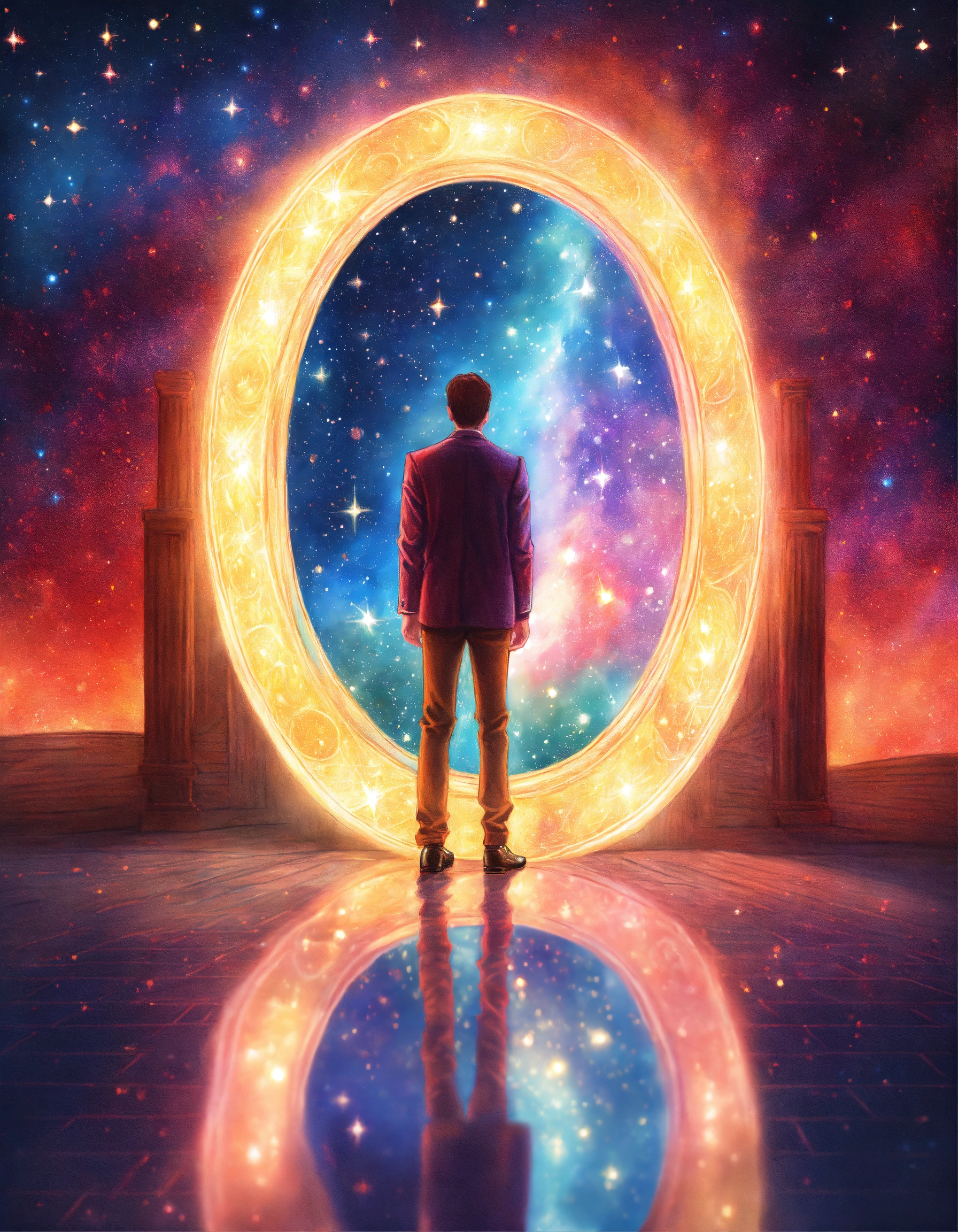 Lexica - Realistic colored pencil drawing of a big magic mirror ...
