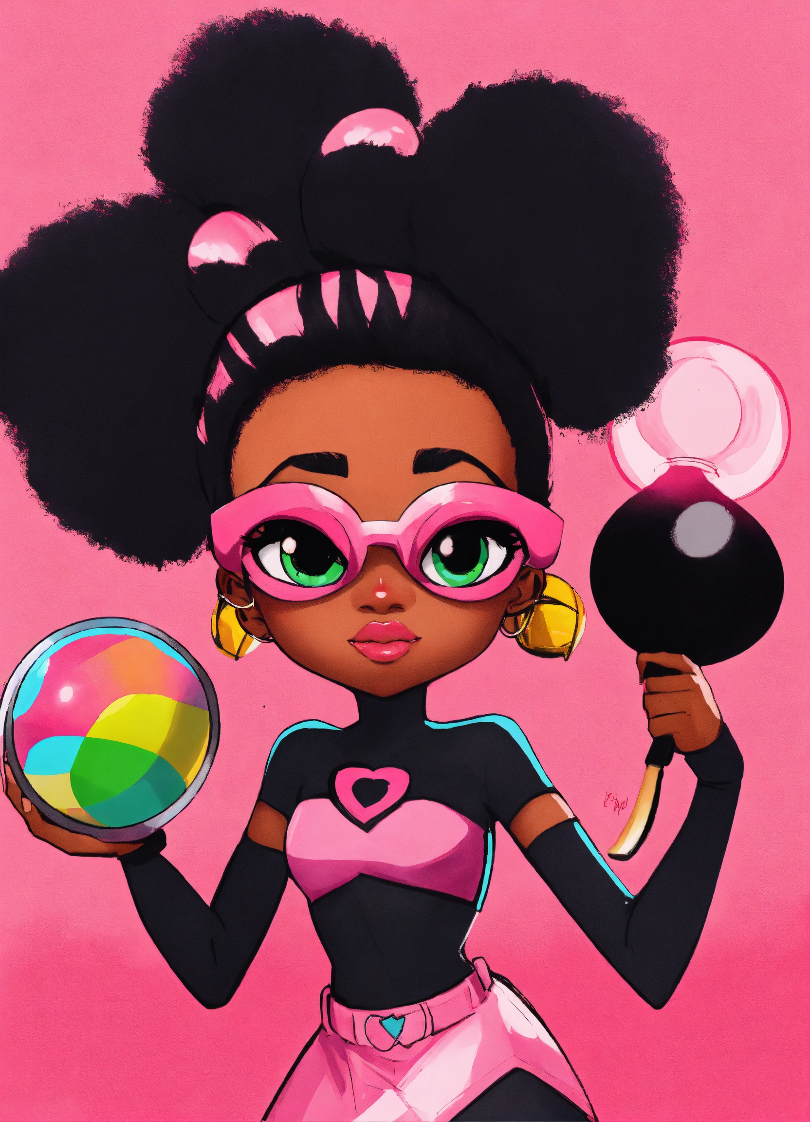 Lexica - Create a playful power puff girl inspired 4 black female ...