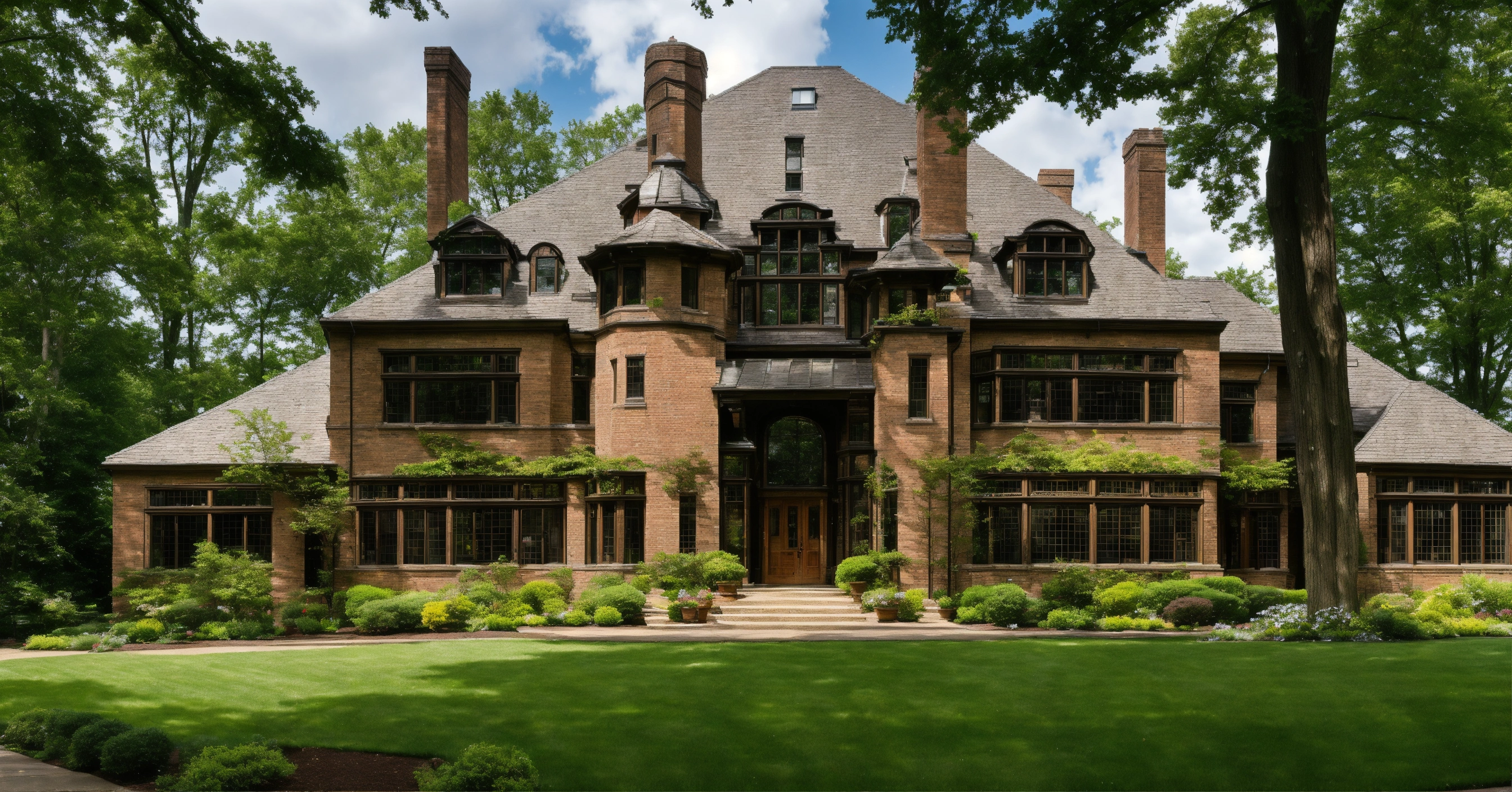 Lexica - Early 20th century brick english mansion exterior in Shaker ...