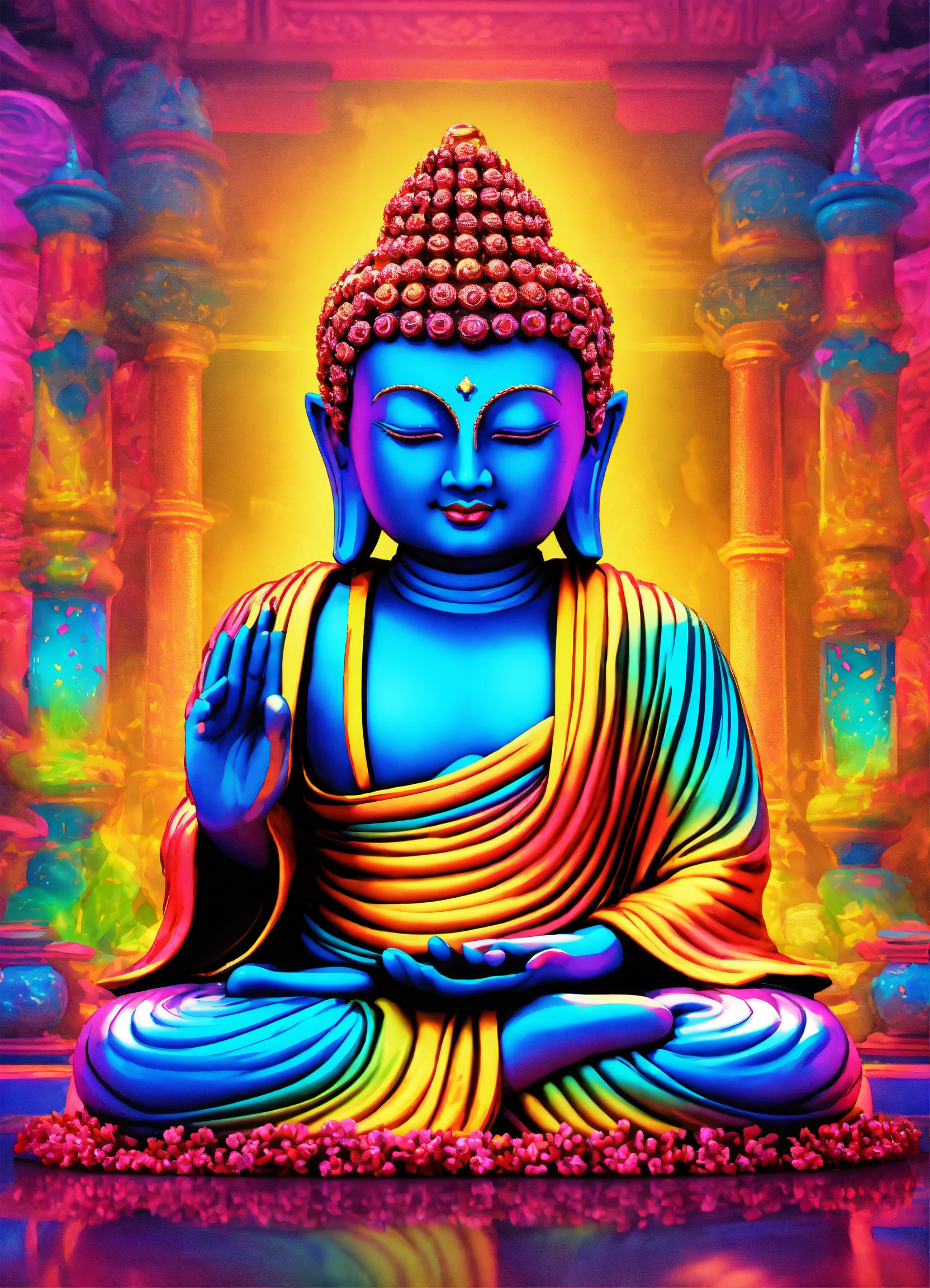 Lexica - Gelly cute adorable buddha, neon glow colours, highly ...