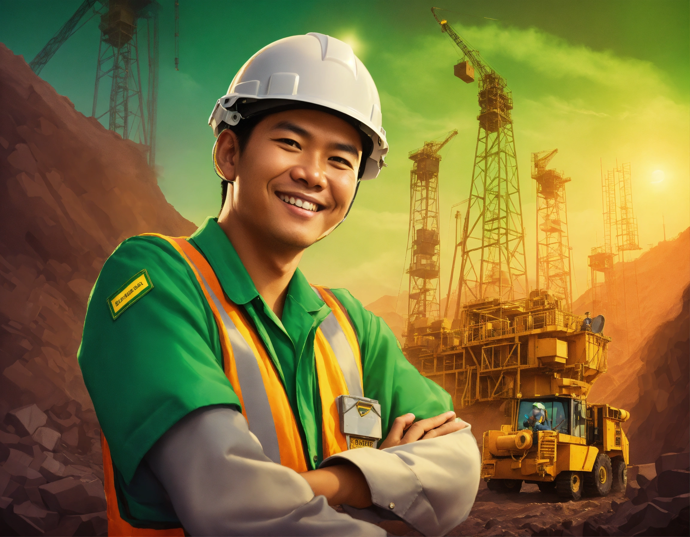 Lexica - Technical officer wearing engineering uniform, security helmet ...