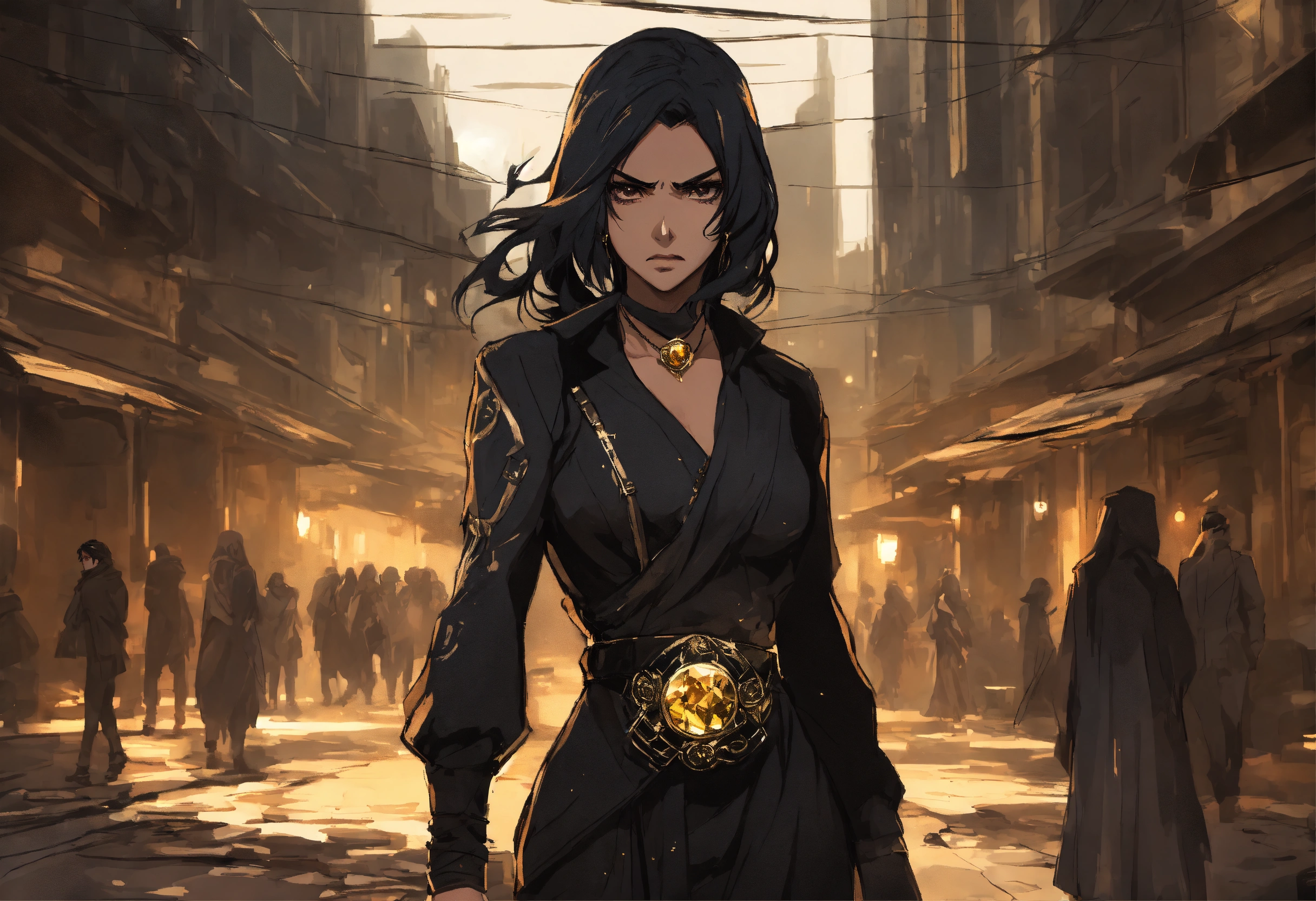 Lexica - Angry beautiful middle eastern assassin wearing a black and ...
