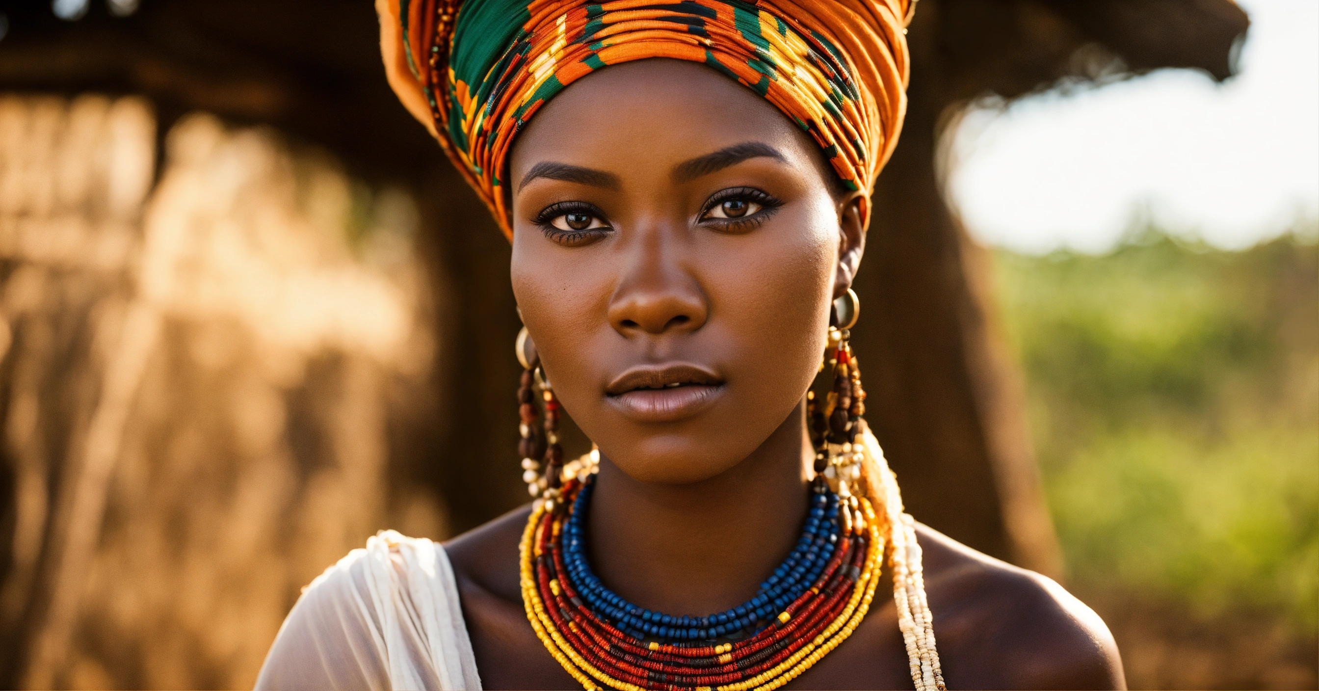Lexica - Portrait of a confident female native african in a village ...