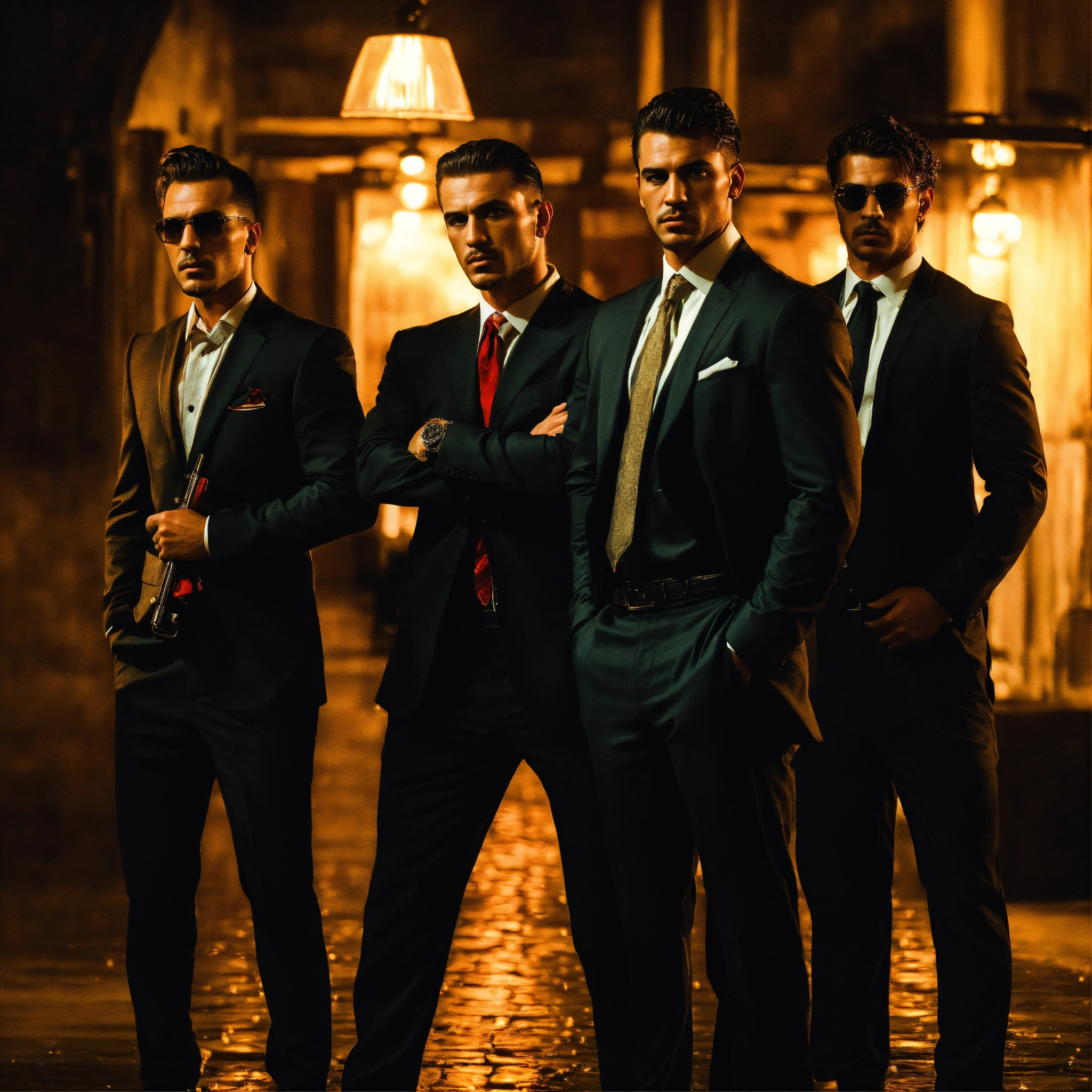 Lexica - Photograph of Three dangerous but handsome mafia men and one ...