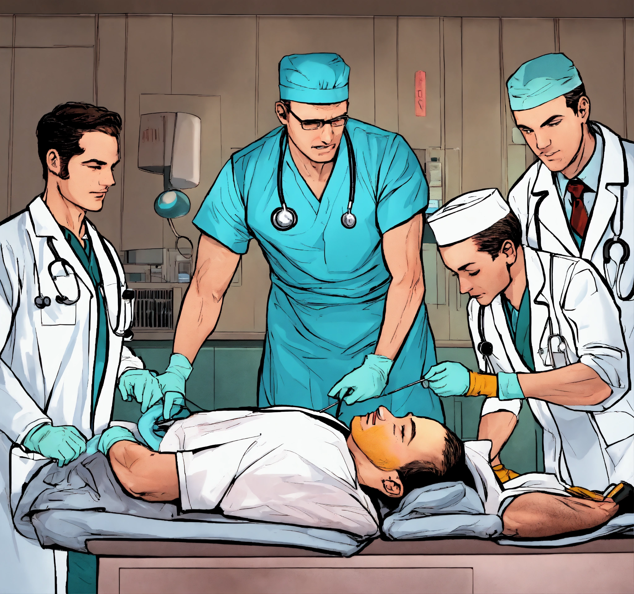 Lexica - Comic A group of doctors doing Operation