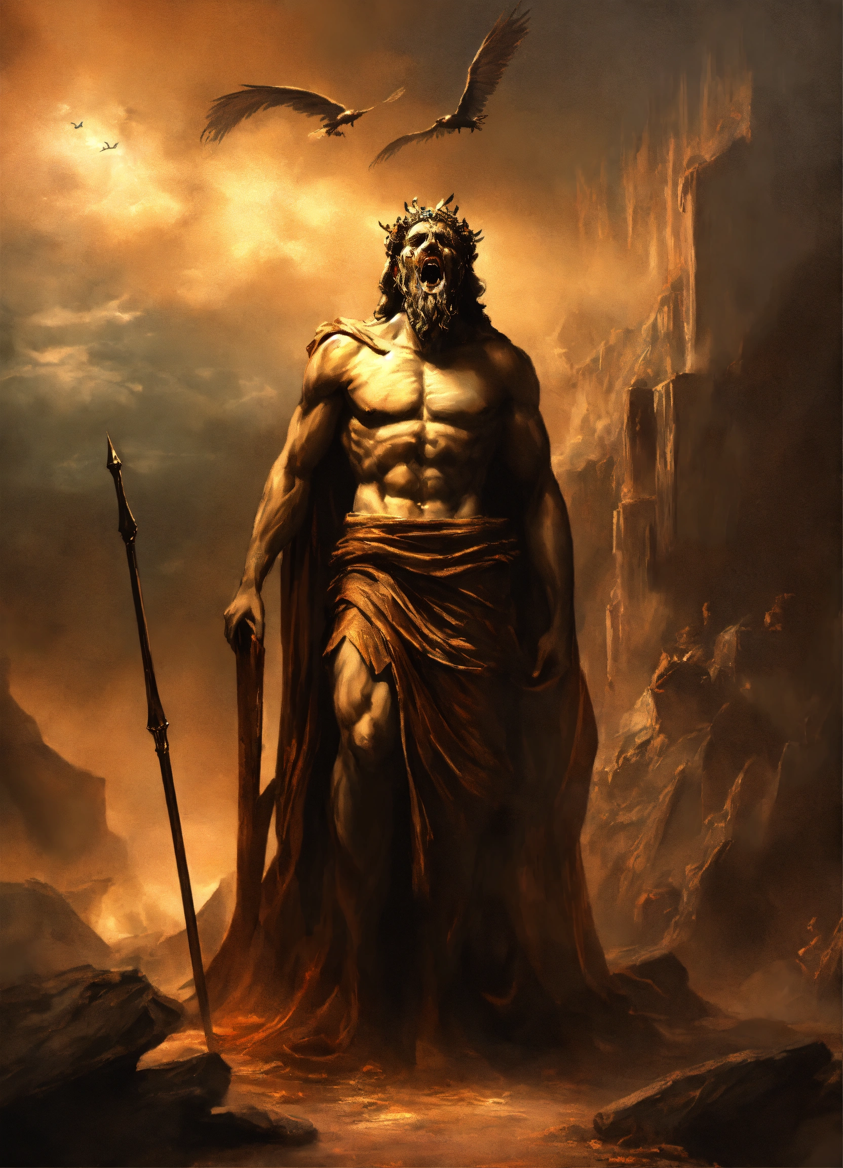 Lexica - Greek god of fear, terror, scary, weeping in fear, full scene