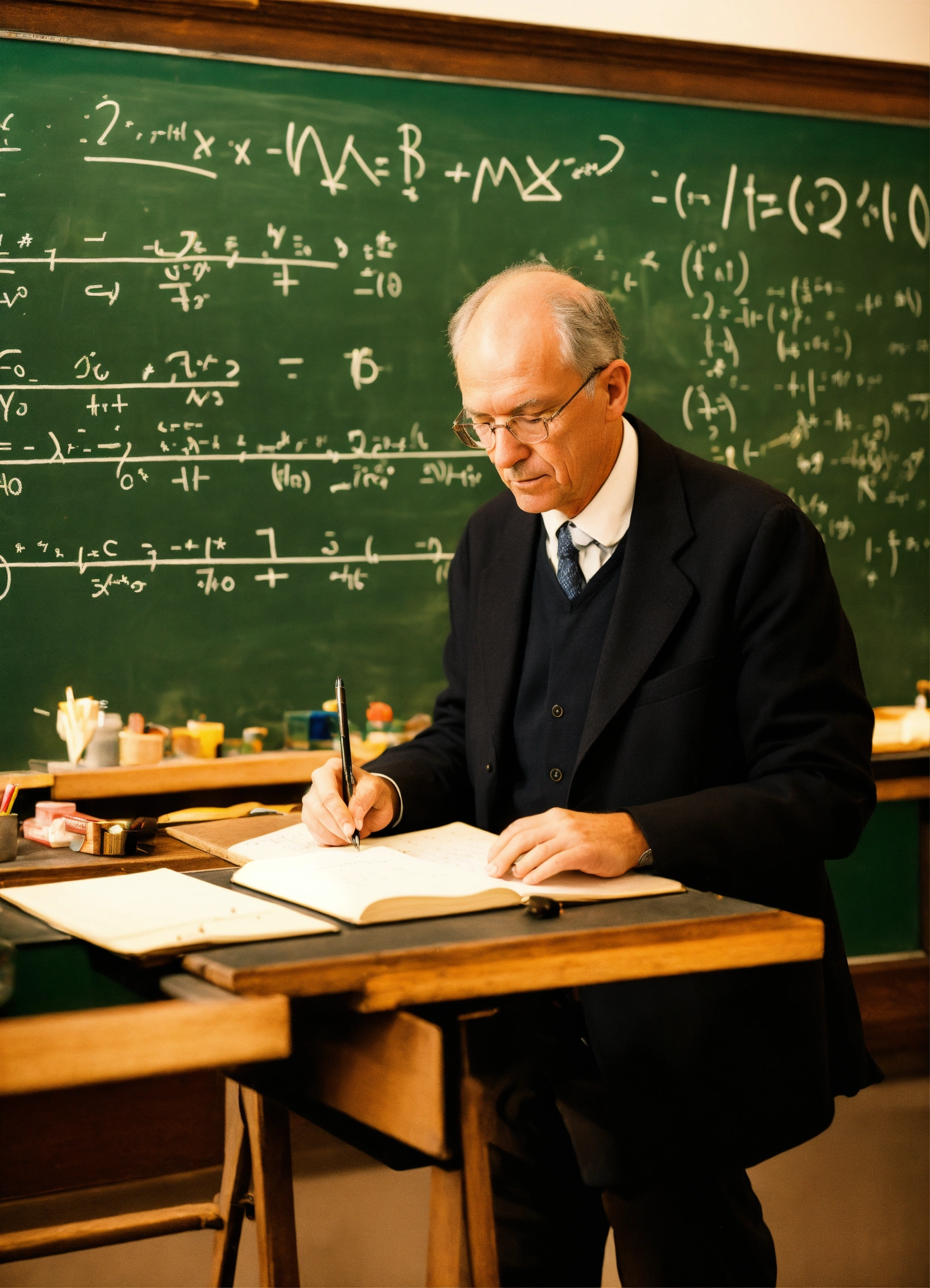 Lexica - Professor Hermann Weyl writing equations on the blackboard.