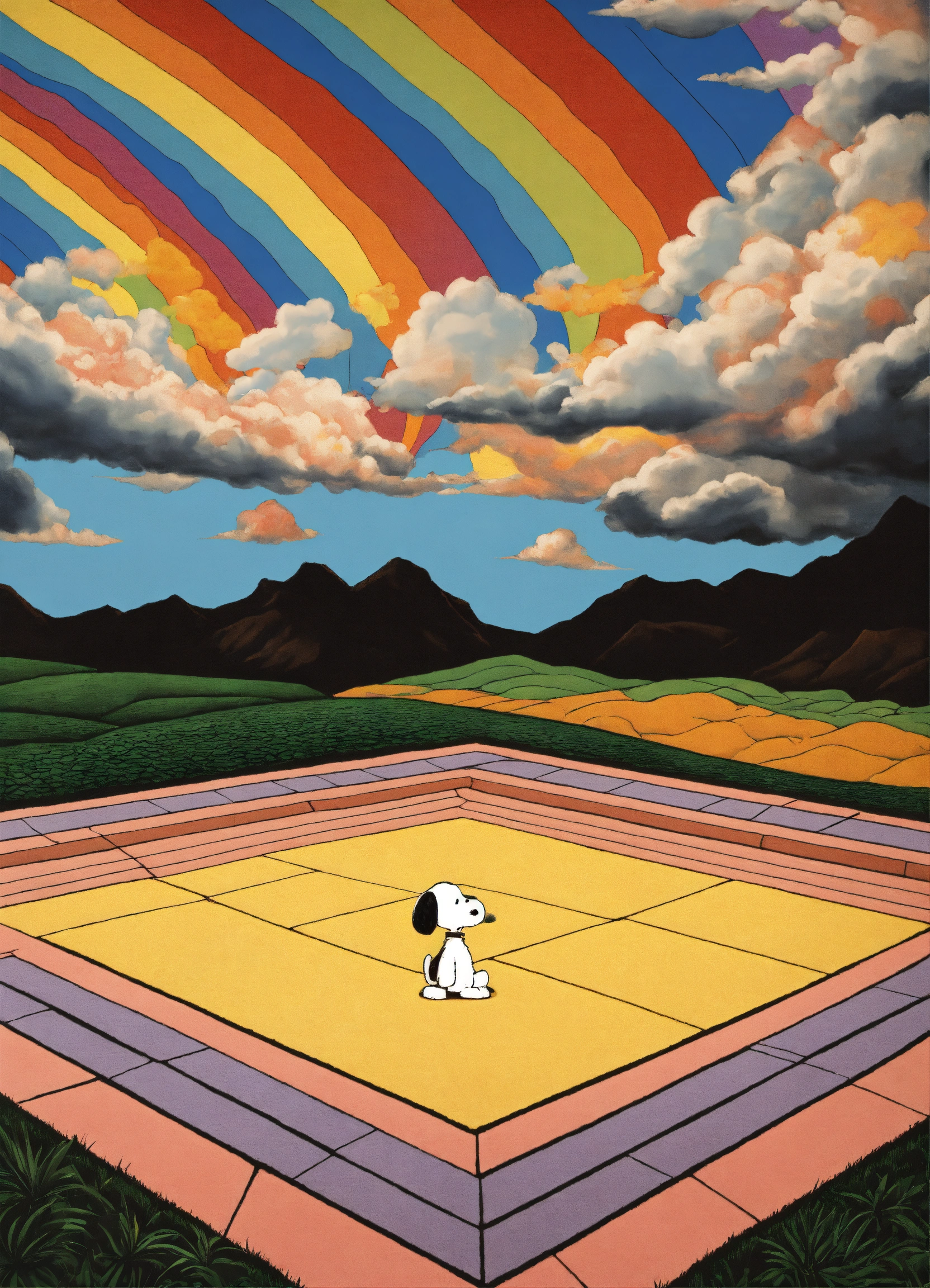 Lexica - Snoopy meditating, earth merging into cosmos , rainbow ...