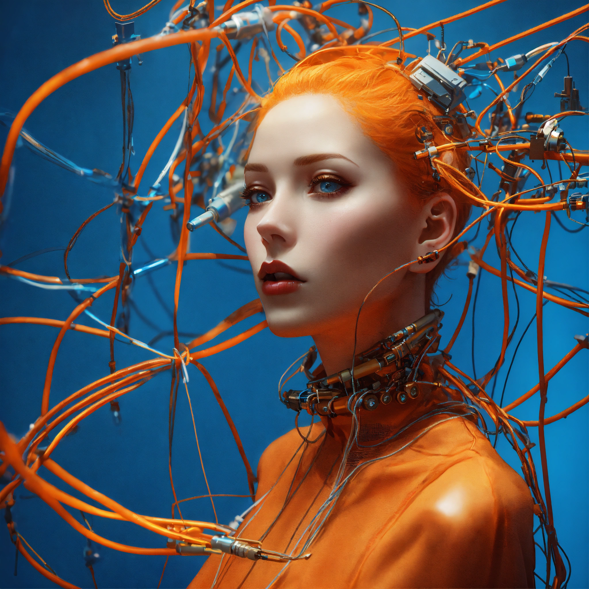 Lexica - Portrait Photography, in front of a blue wall, a perfect ...