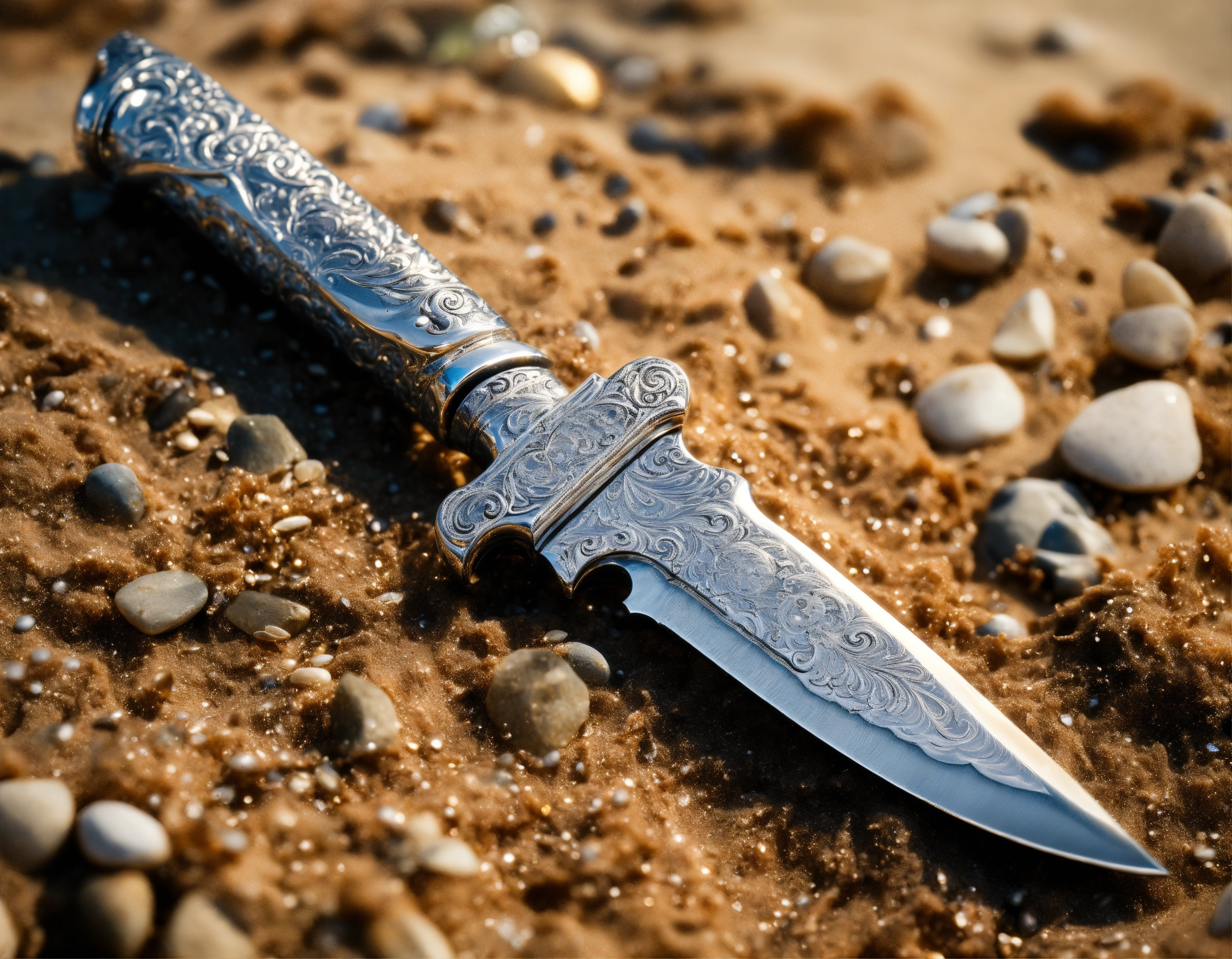 Lexica - 8k, picture of a delicate wavy divers hunting knife made of ...