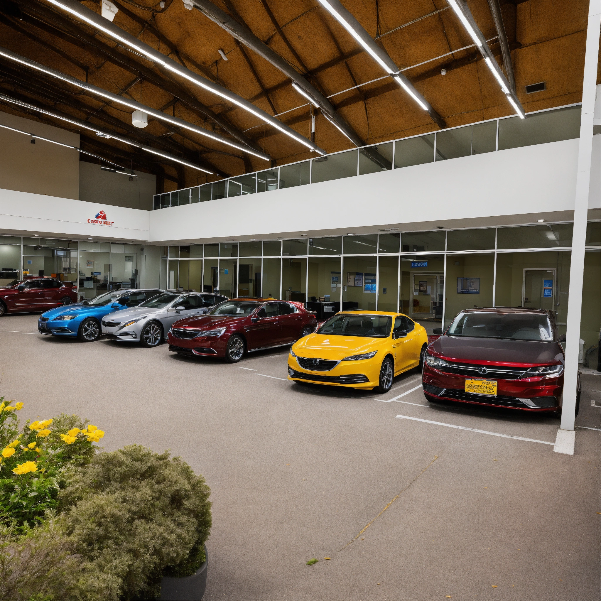 Lexica - A photo of a car rental office. The office is located in a ...