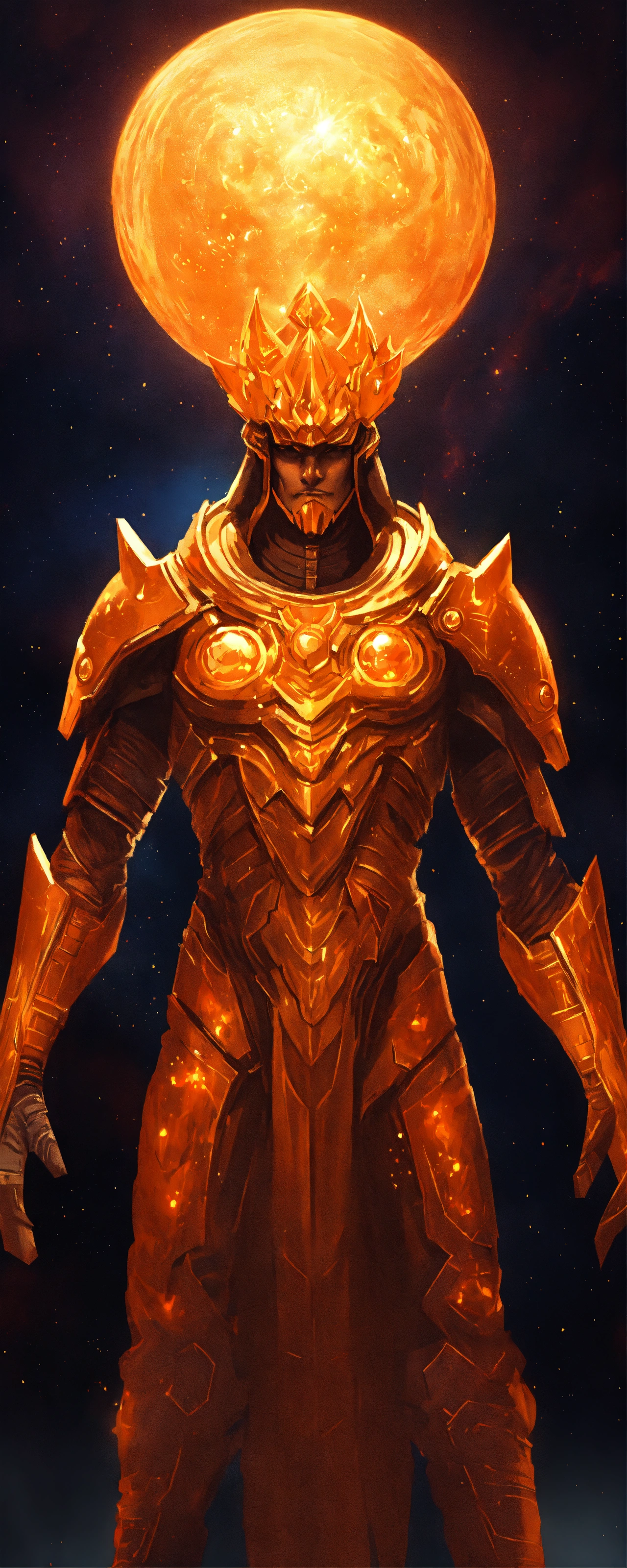 Lexica - Drawing of epic alien warlord king with glowing orange energy ...