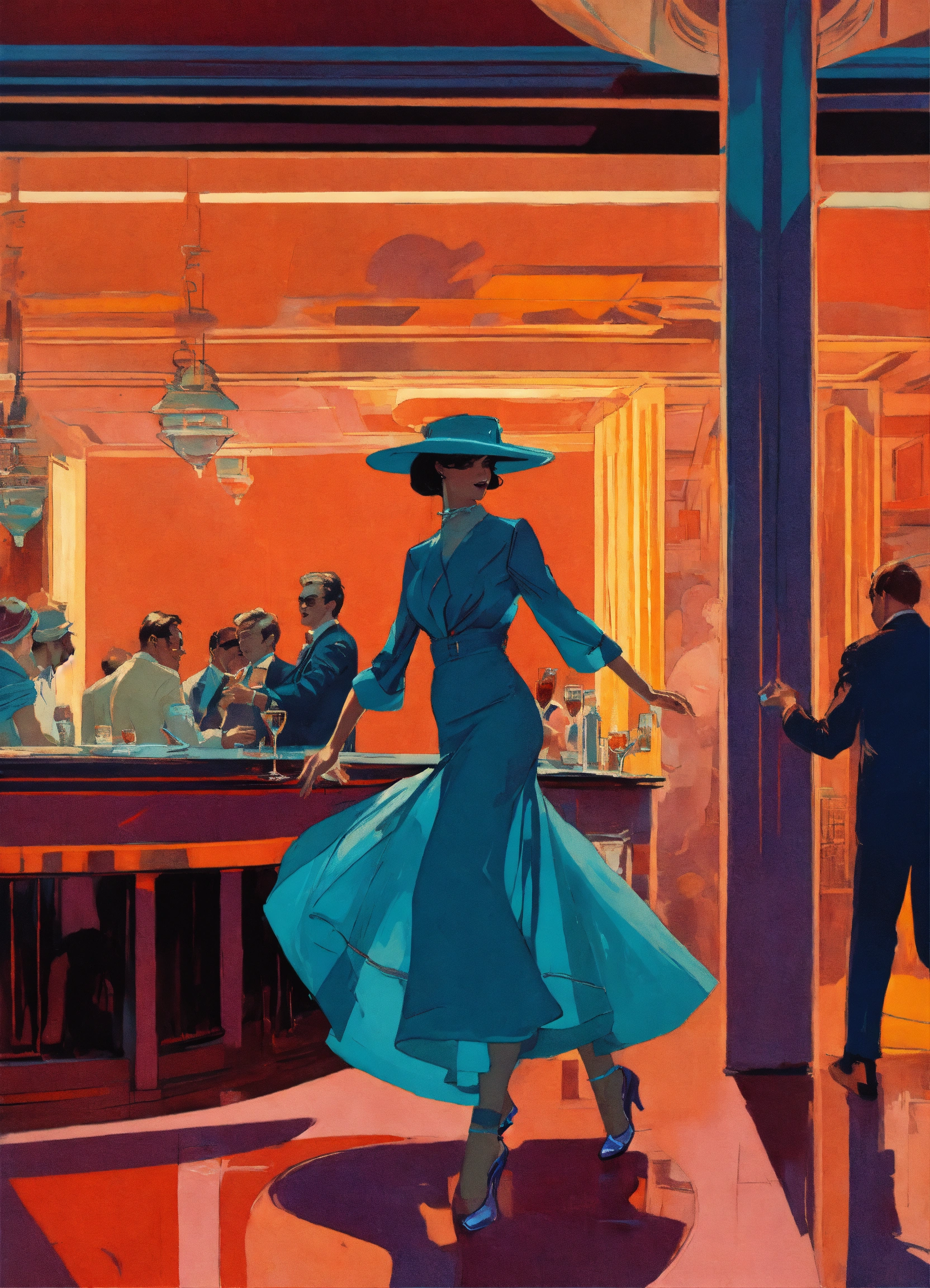 Lexica - "italian dancing in a club" by syd mead, cold color palette ...