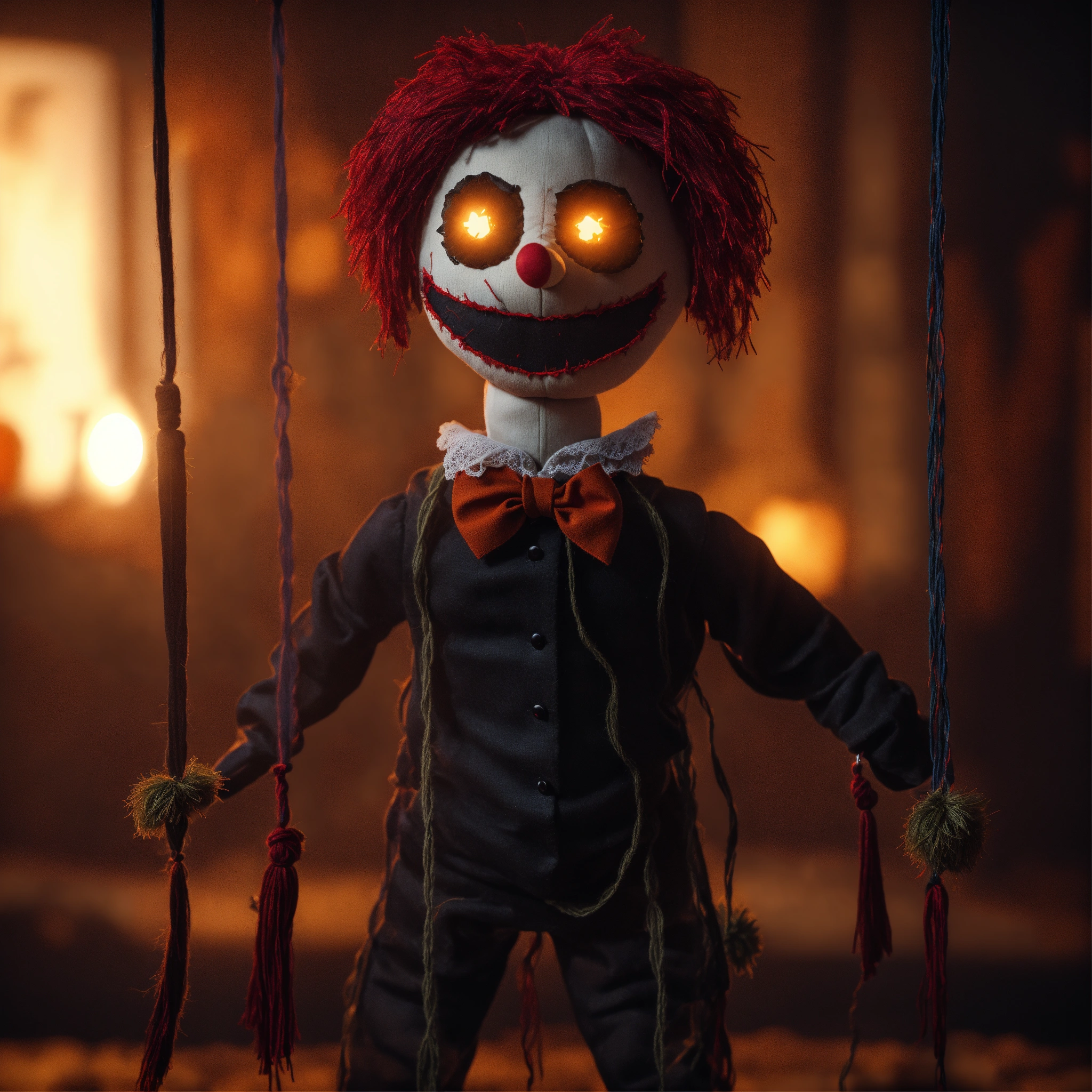Lexica - Scary puppet on a string, halloween, unreal engine render, 8k