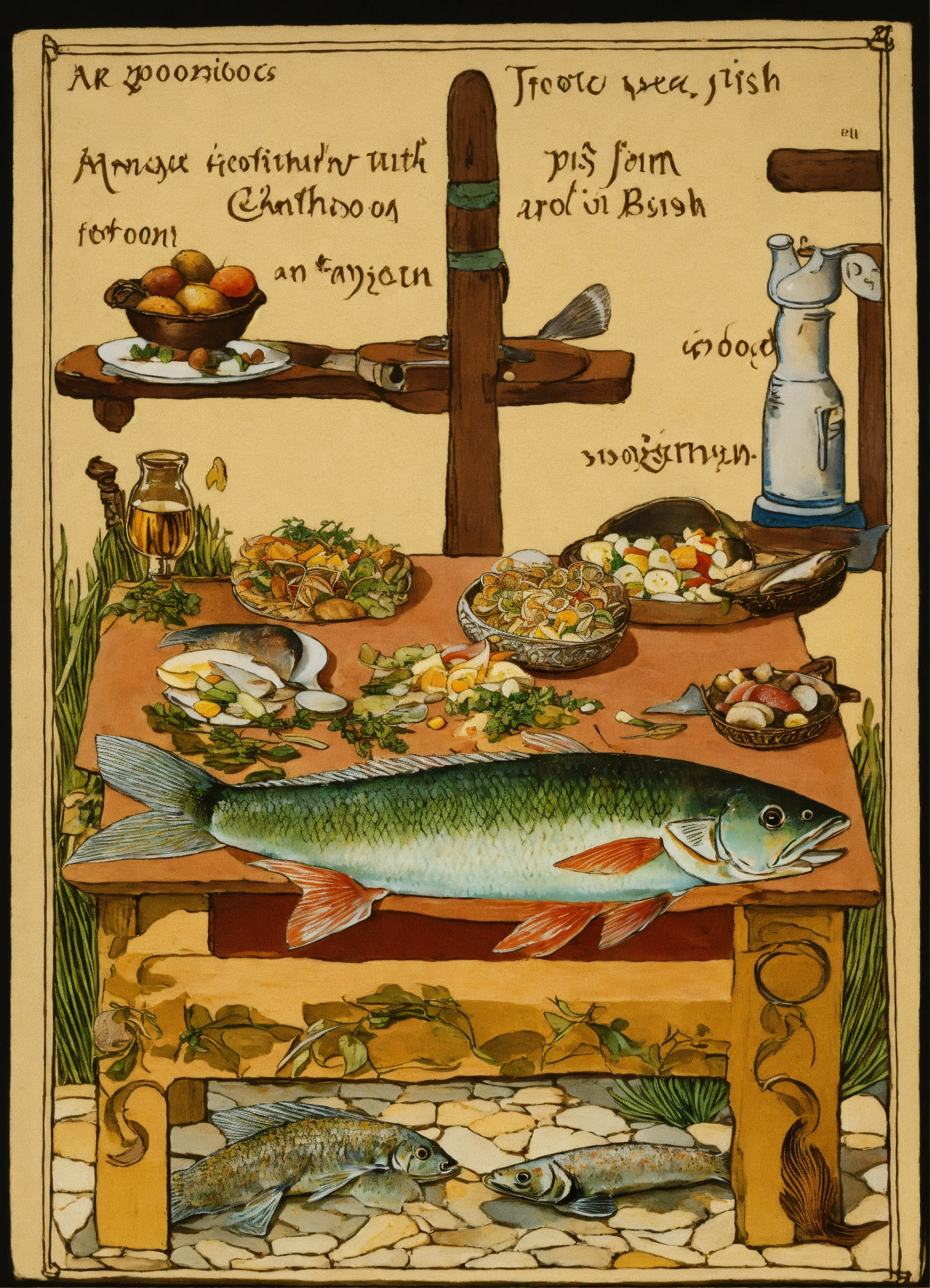 Lexica - Anglo saxon food table with fish