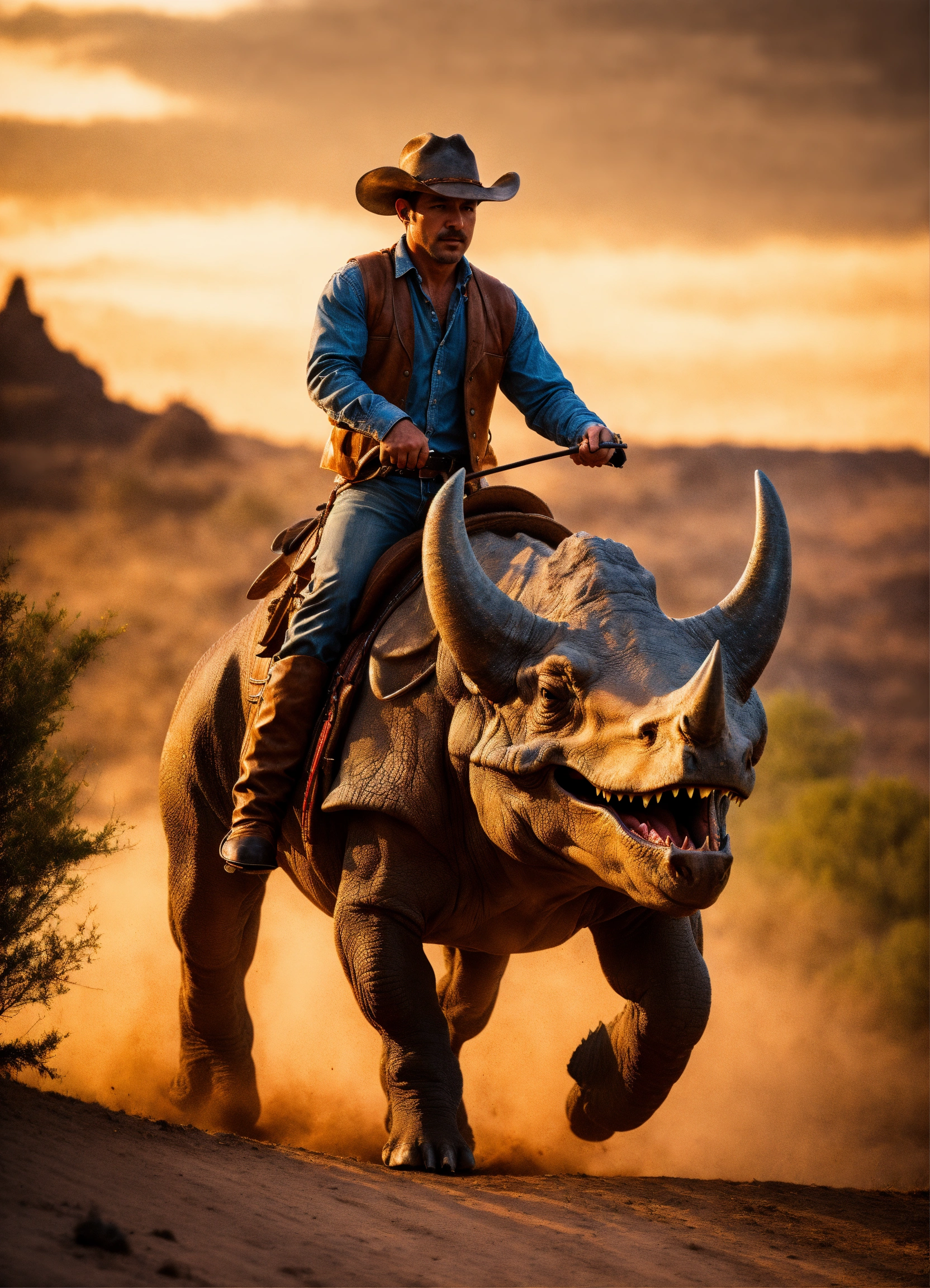 Lexica - Cowboy riding triceratops, best quality, real picture ...