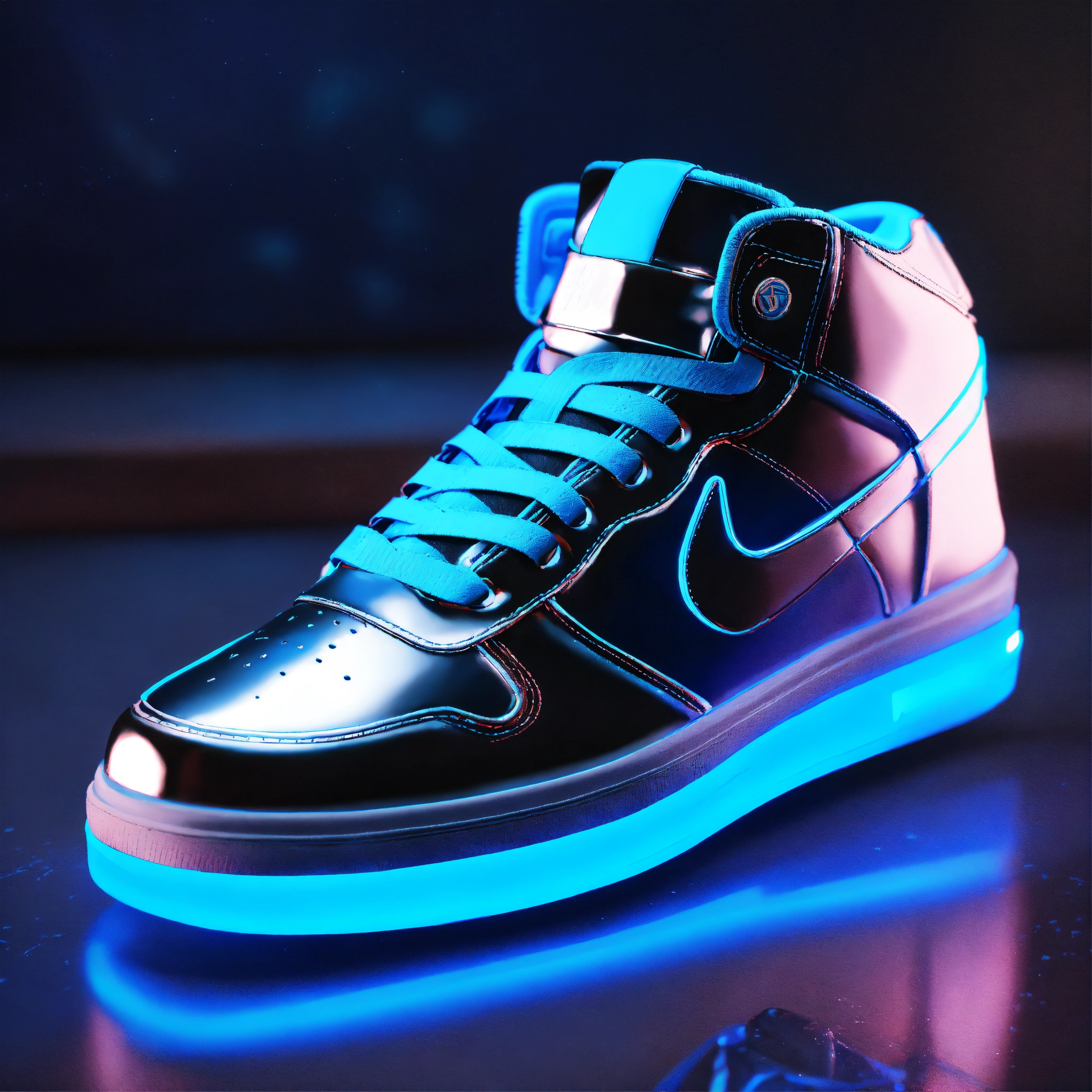 Lexica - Modern shoes glow blue neon light sneakers illustration by ...