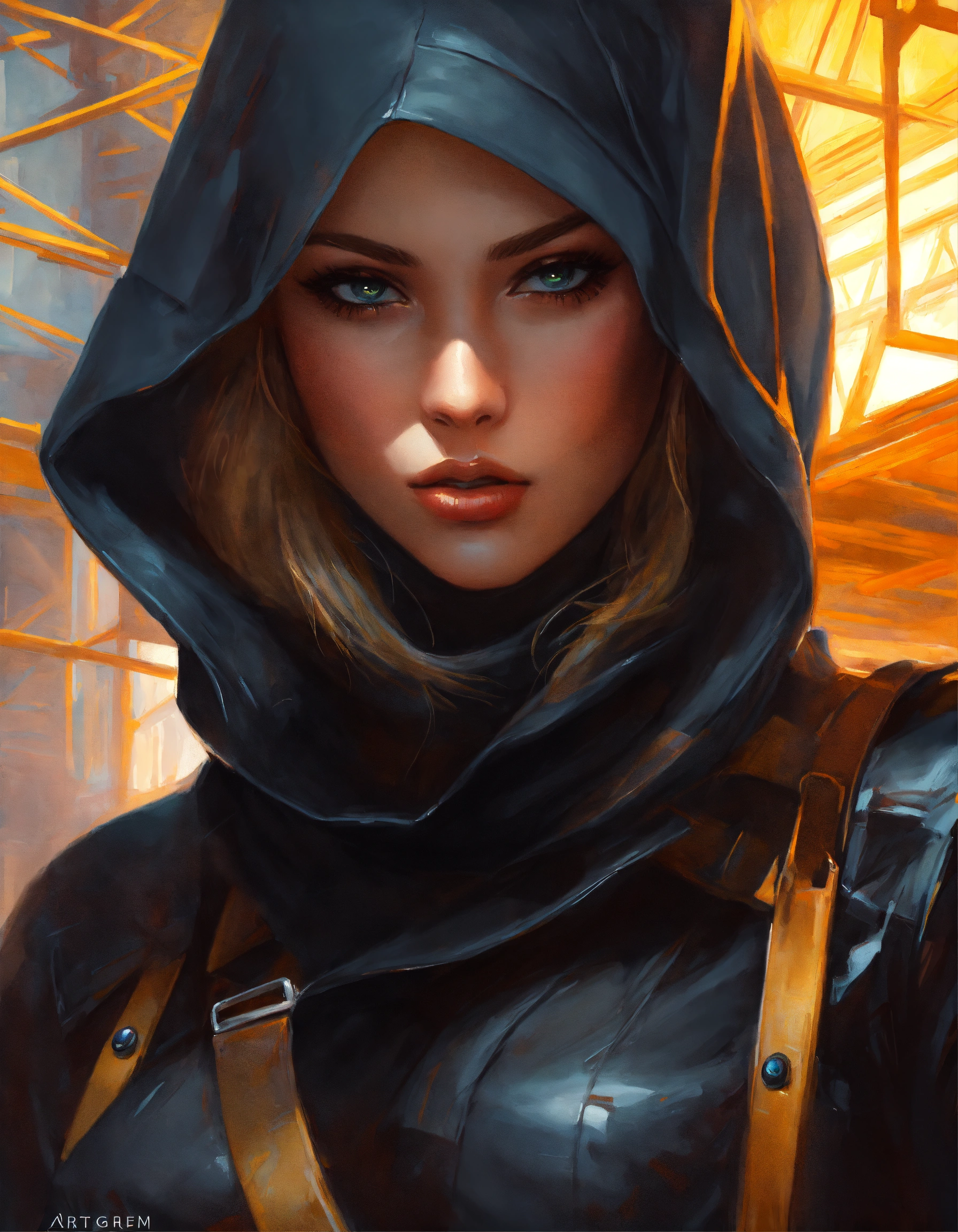 Lexica - Fantasy Painting, female Thief in black fitting cowl ...