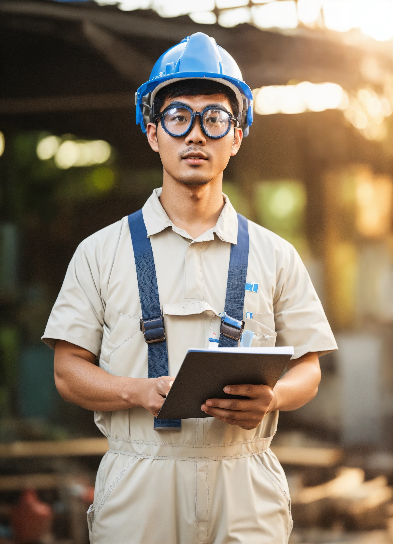 Lexica - Full body image of Asian male wearing engineering coverall ...
