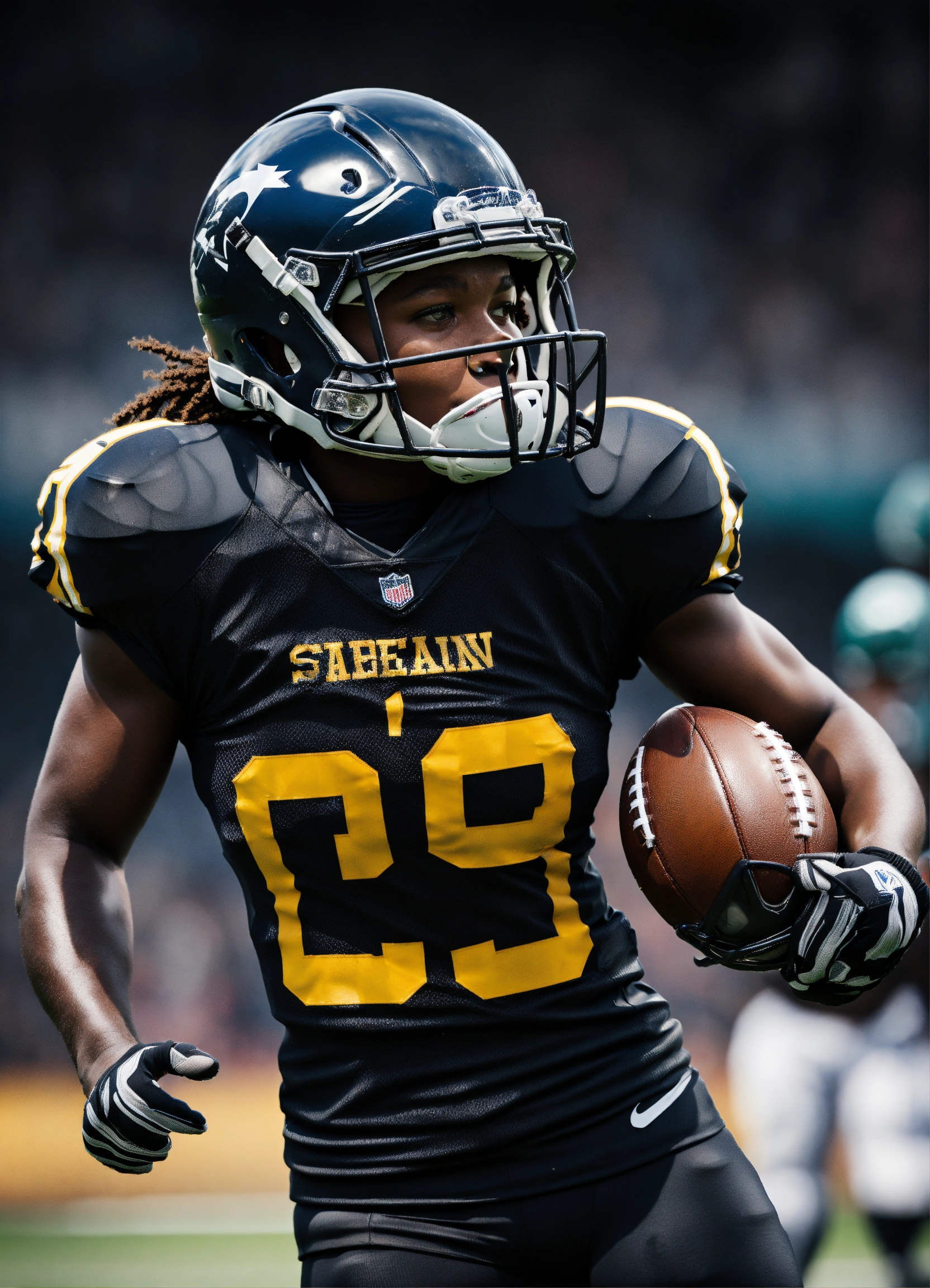 Lexica - Create a realistic photo of a black woman American football ...