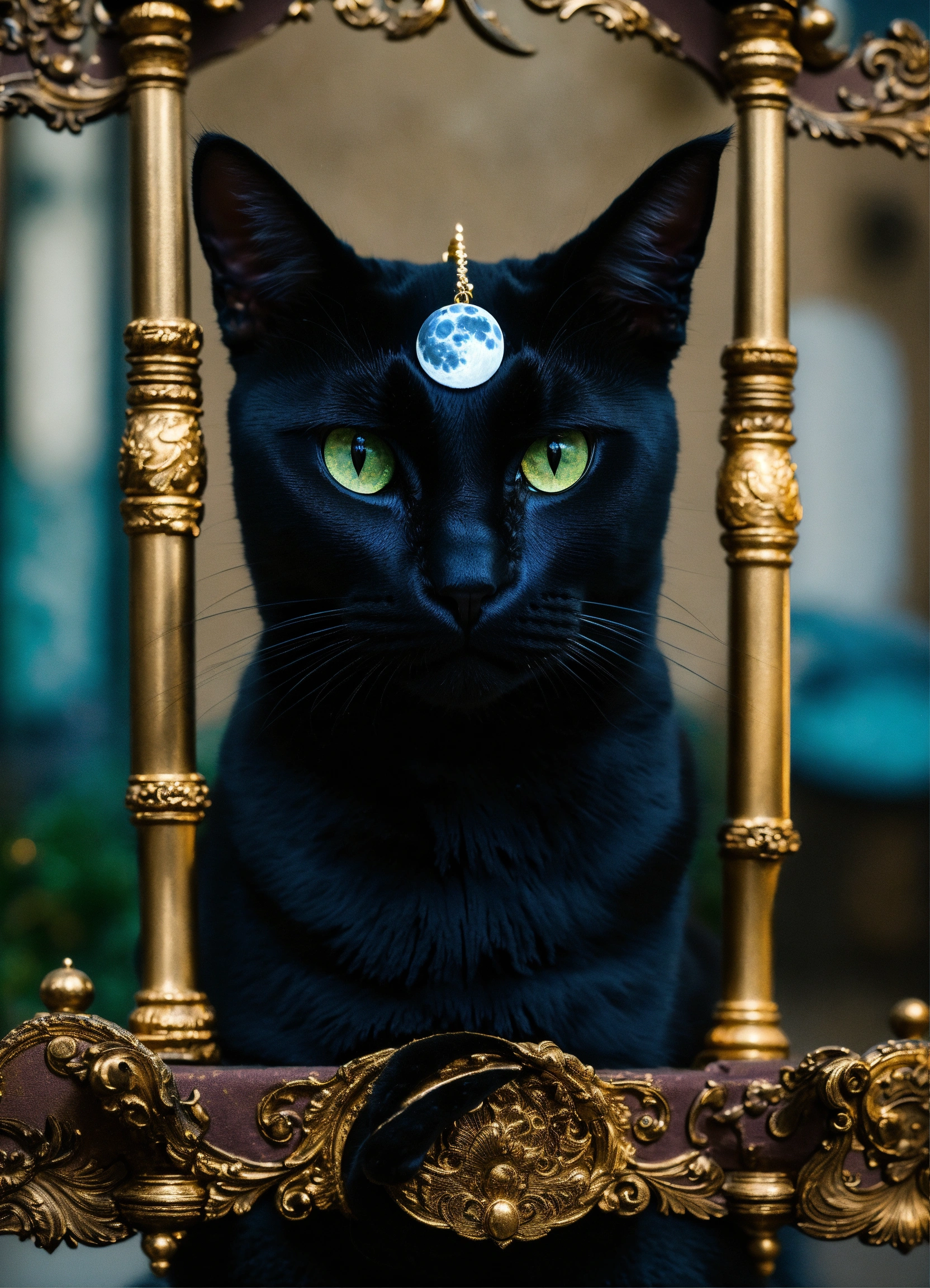 Lexica - Luna the cat in real life with crecent moon headpiece, real ...