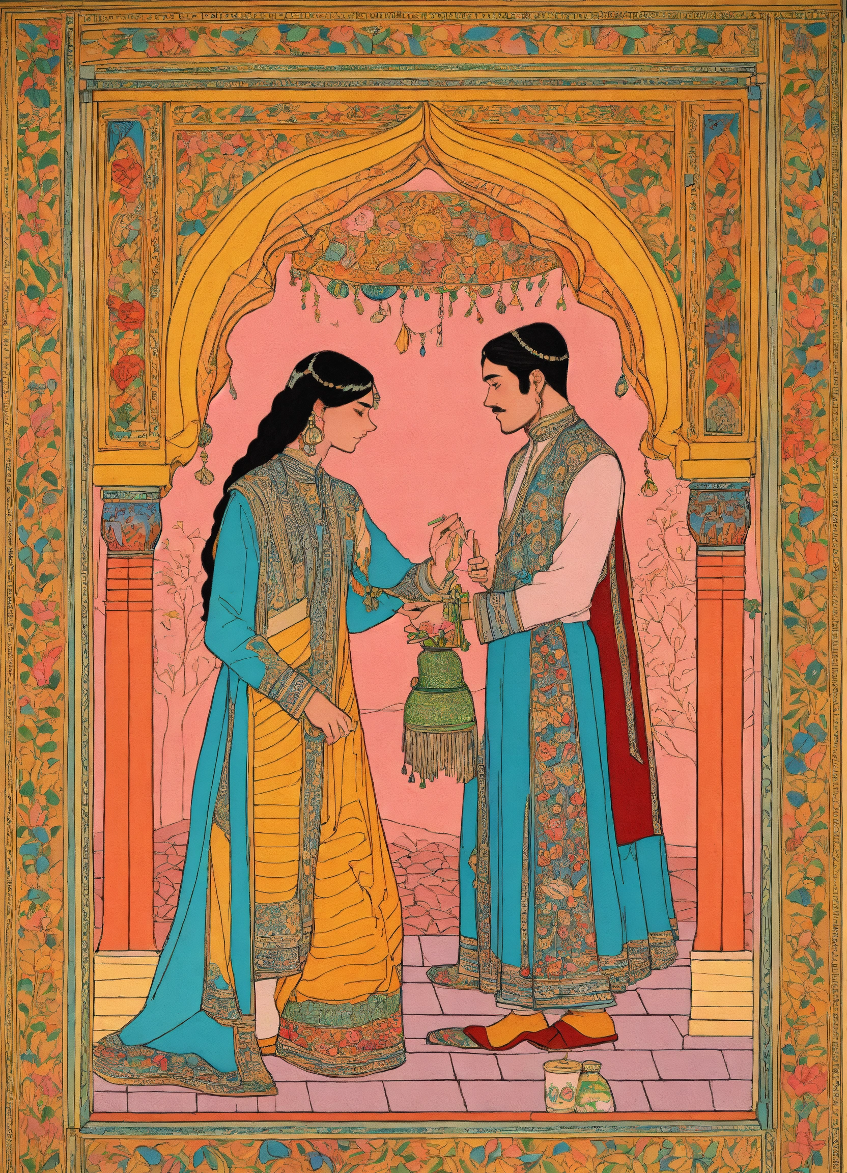 Lexica - Pakistani traditional art drawing celebrating love and joy ...