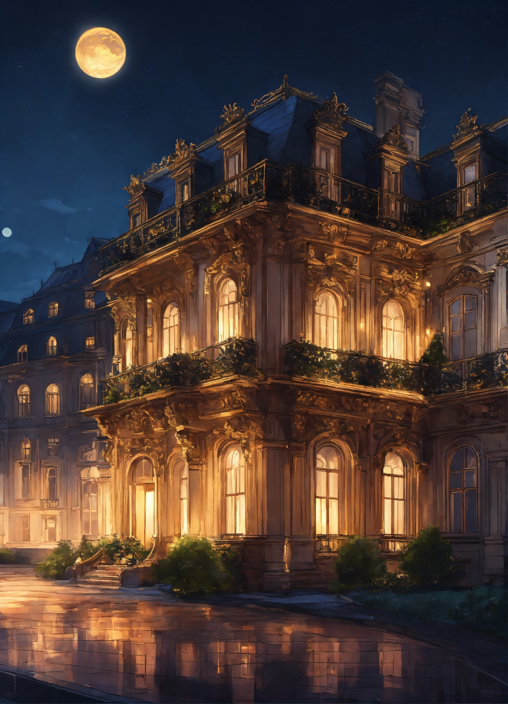 Lexica - Illustration of exterior of flying in the sky versailles style ...