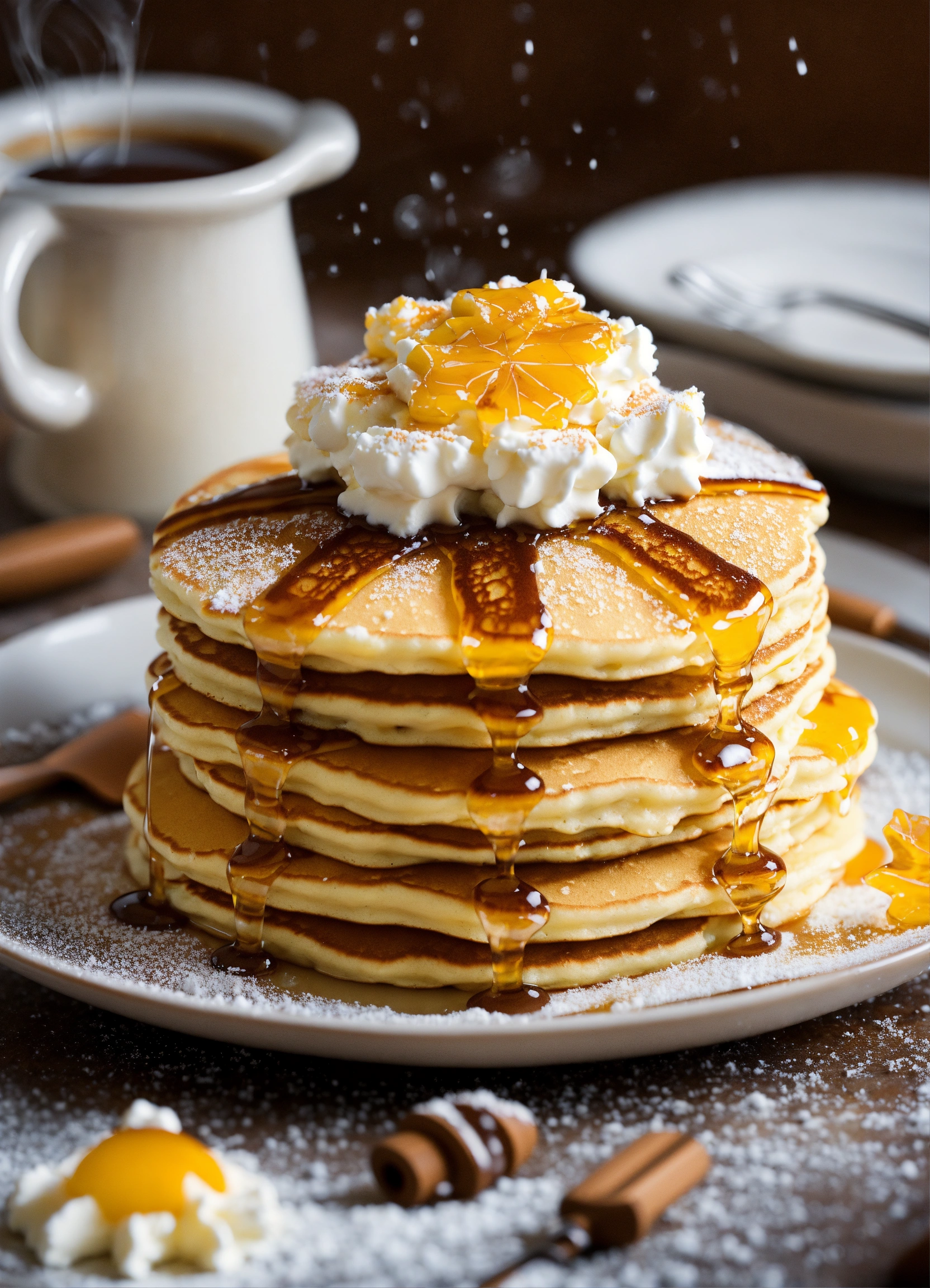 Lexica - Snowflake Pancake Stacks Fluffy pancakes served with snowflake ...