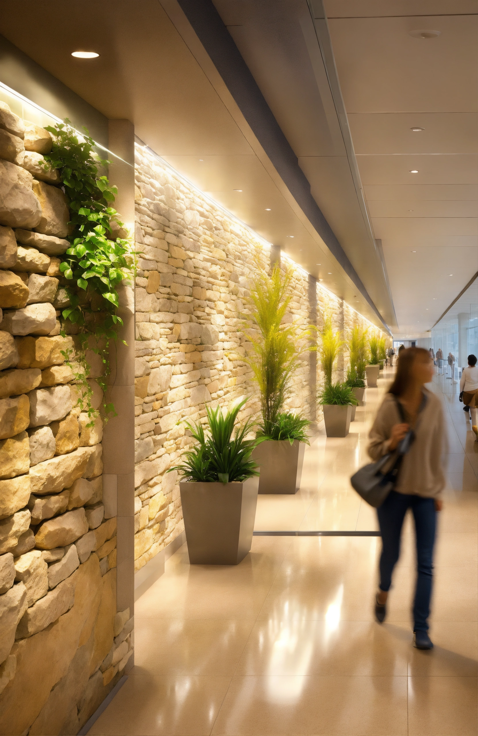 Lexica - Airport corridor, one side of the corridor full height glass ...