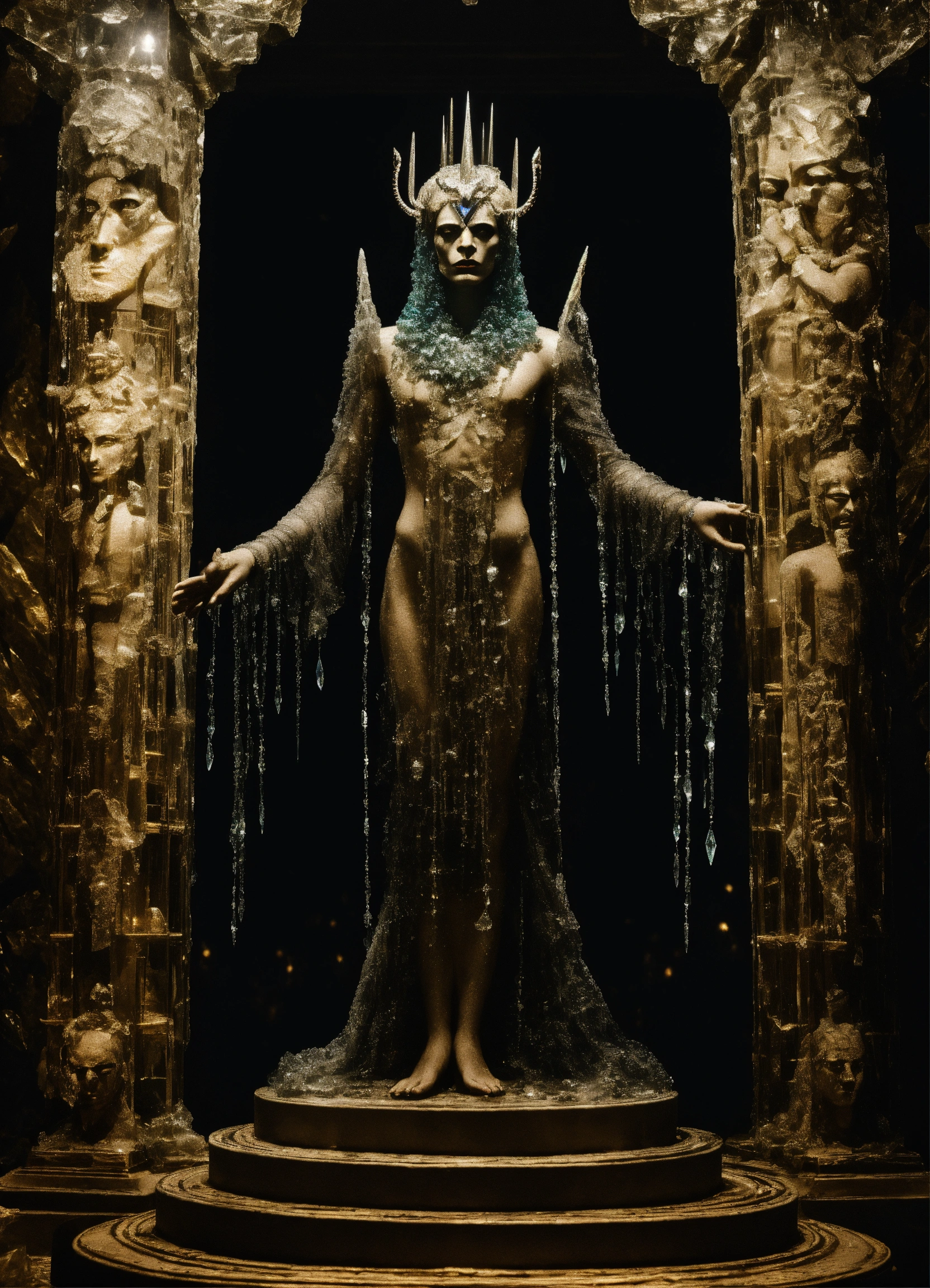 Lexica - Androgynous diamond entity, an aged David Bowie as a crystal ...