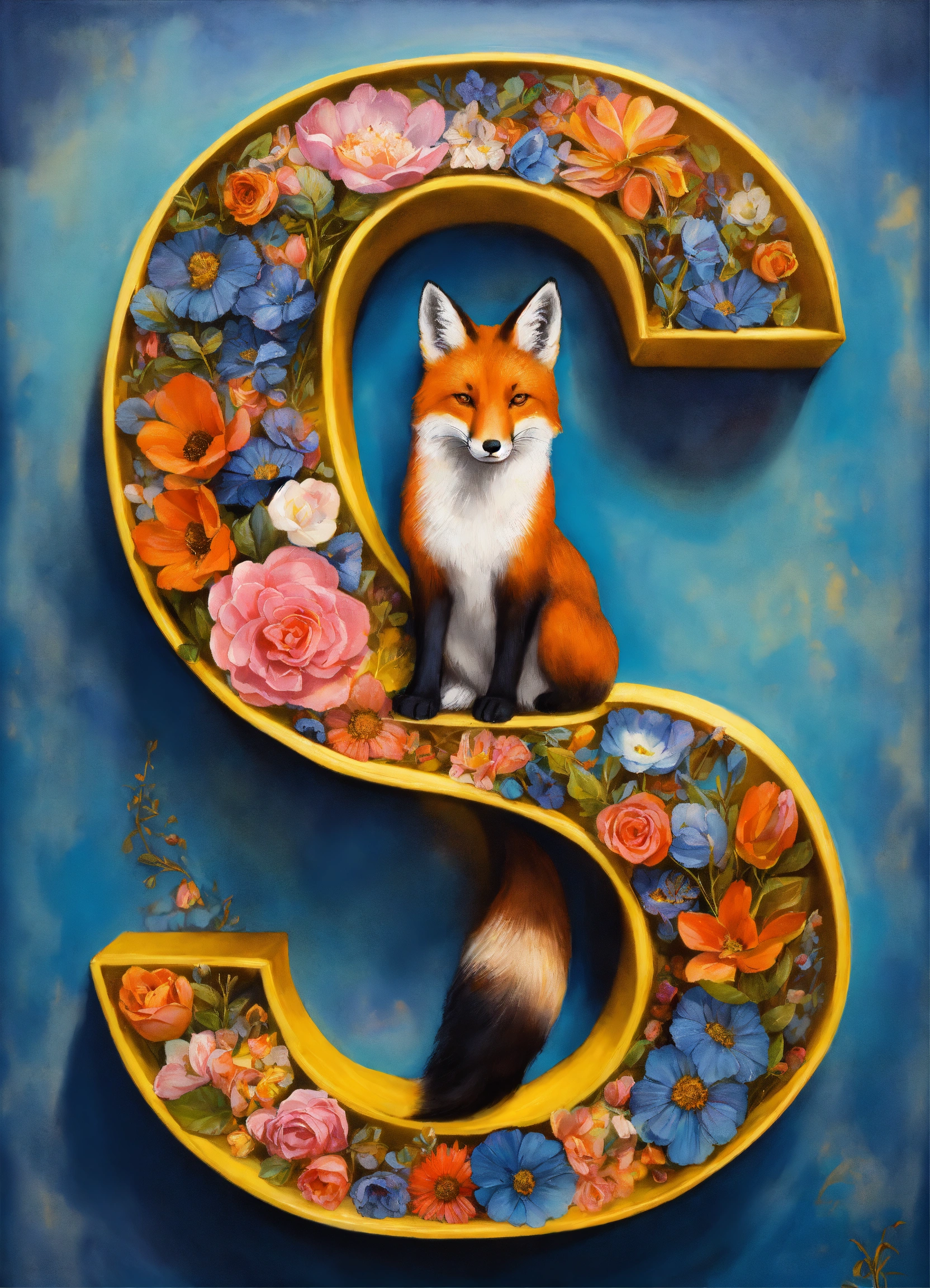Lexica - Indigo fox inside the letter B, hyperrealistic, painterly ...