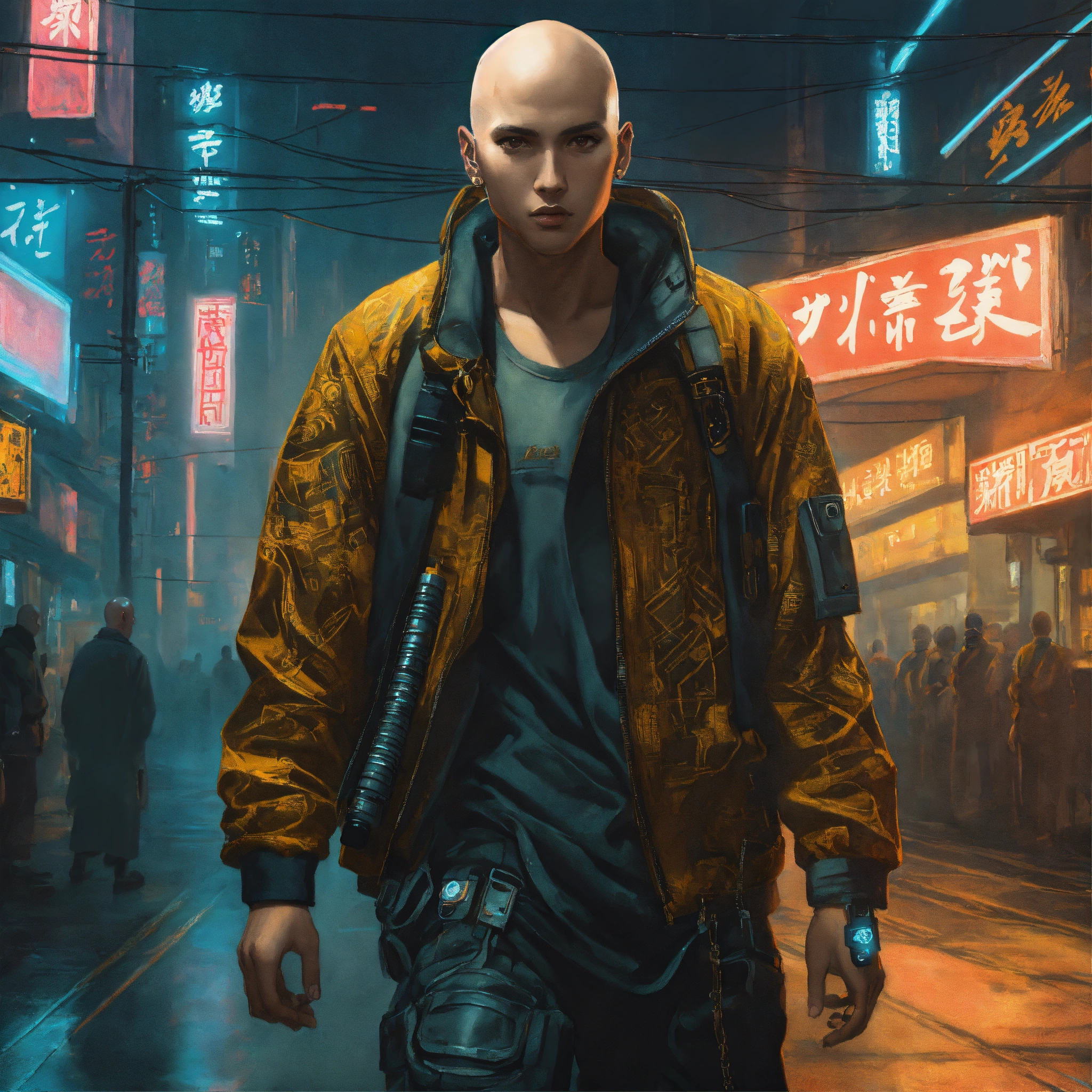 Lexica - A beautiful ukiyo painting of full body cyberpunk blade runner ...