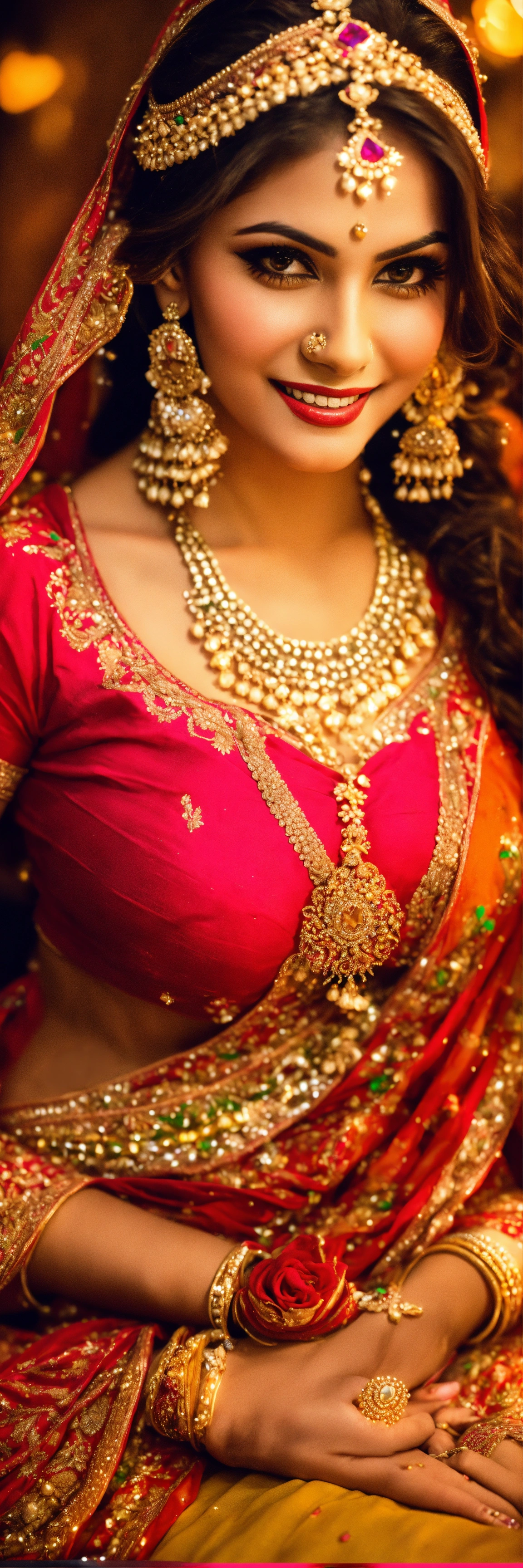 Lexica - Beautiful persian woman , bridal lehnga , tiny bra, jewellery ...