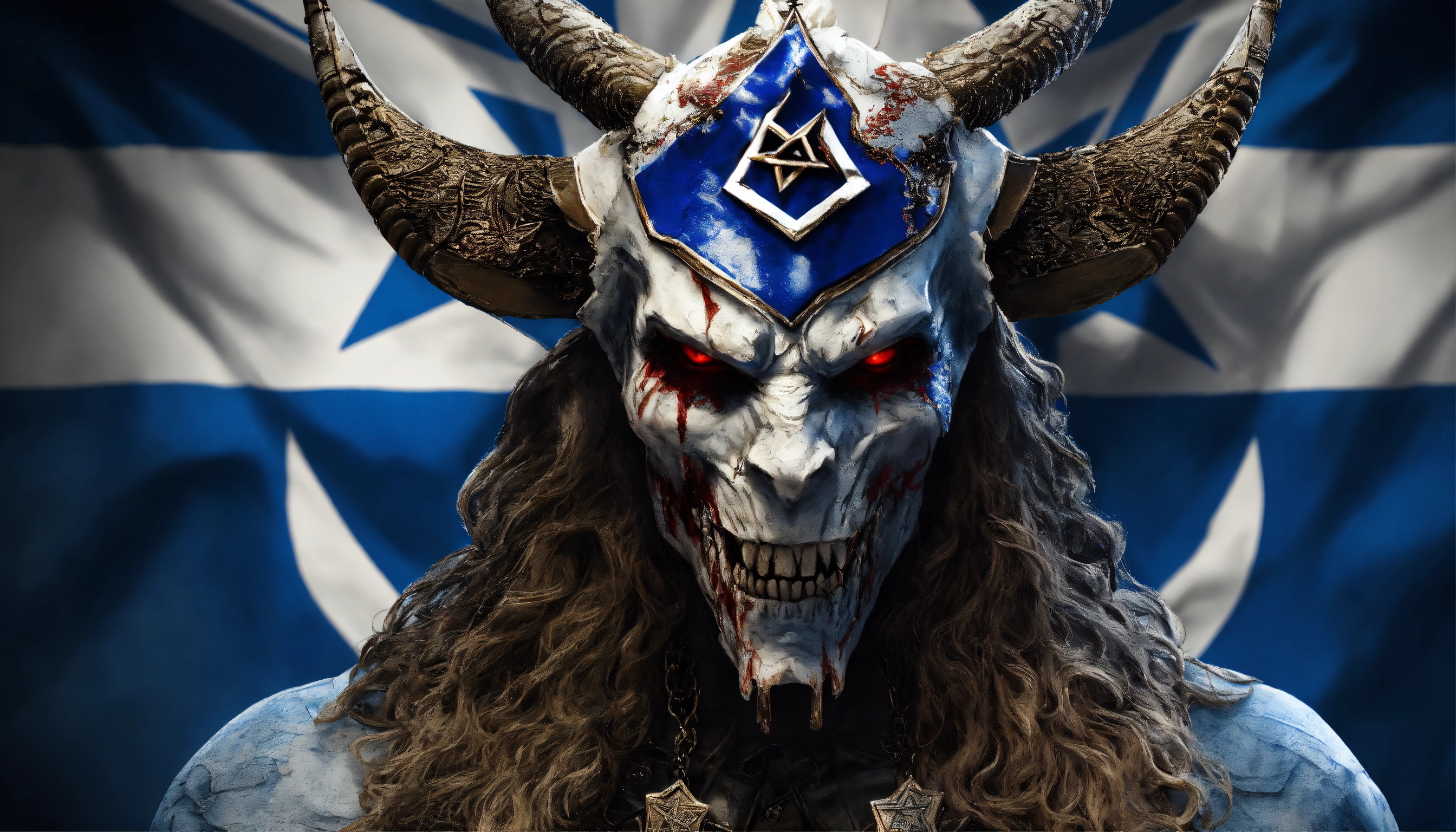 Lexica - Evil demonic Israel demon with an Israeli flag and the 6 ...