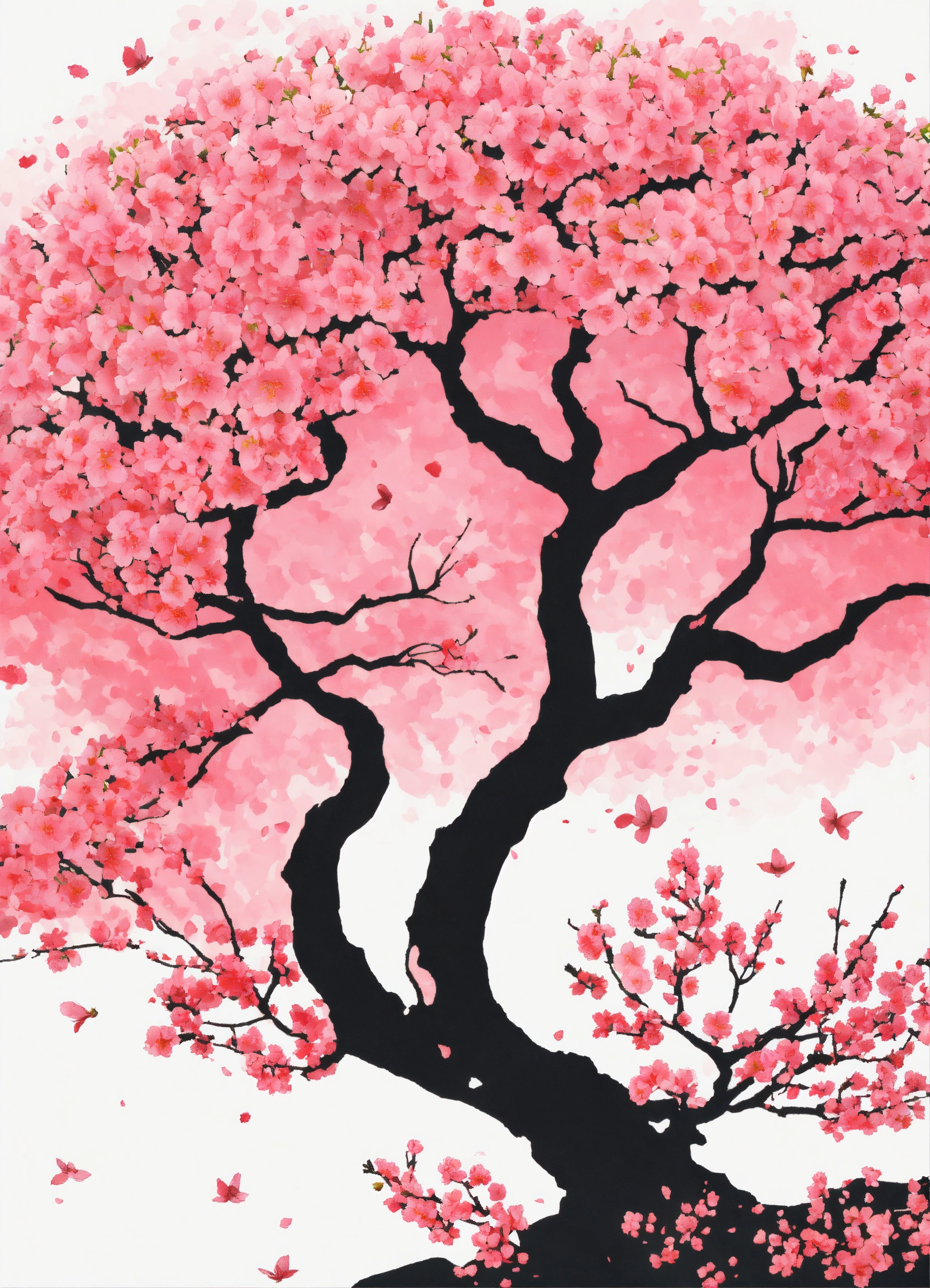 Lexica - Japanese Cherryblossom tree on white background