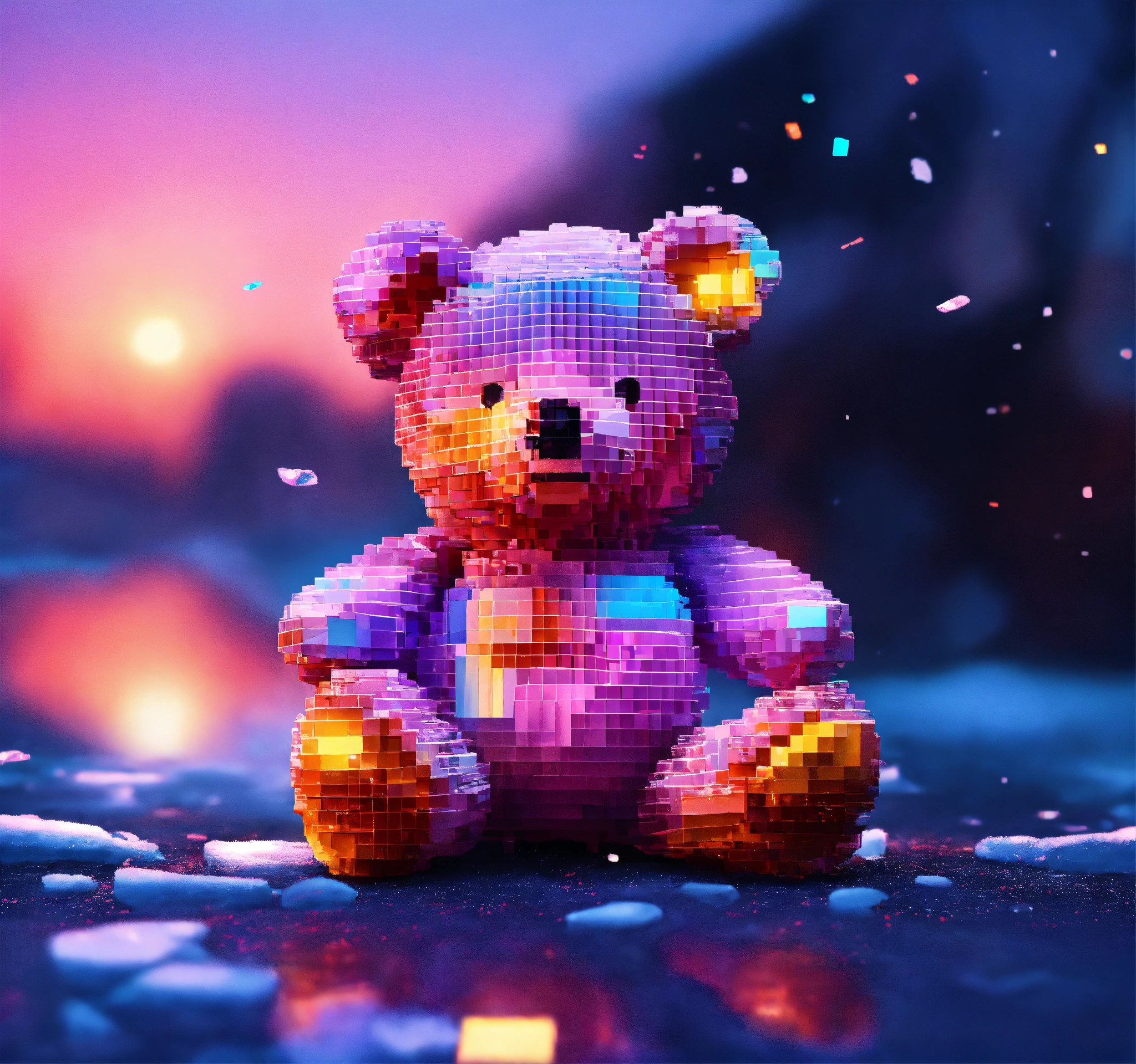 Lexica - Pixel 3D with ice teddy bear nft beautiful