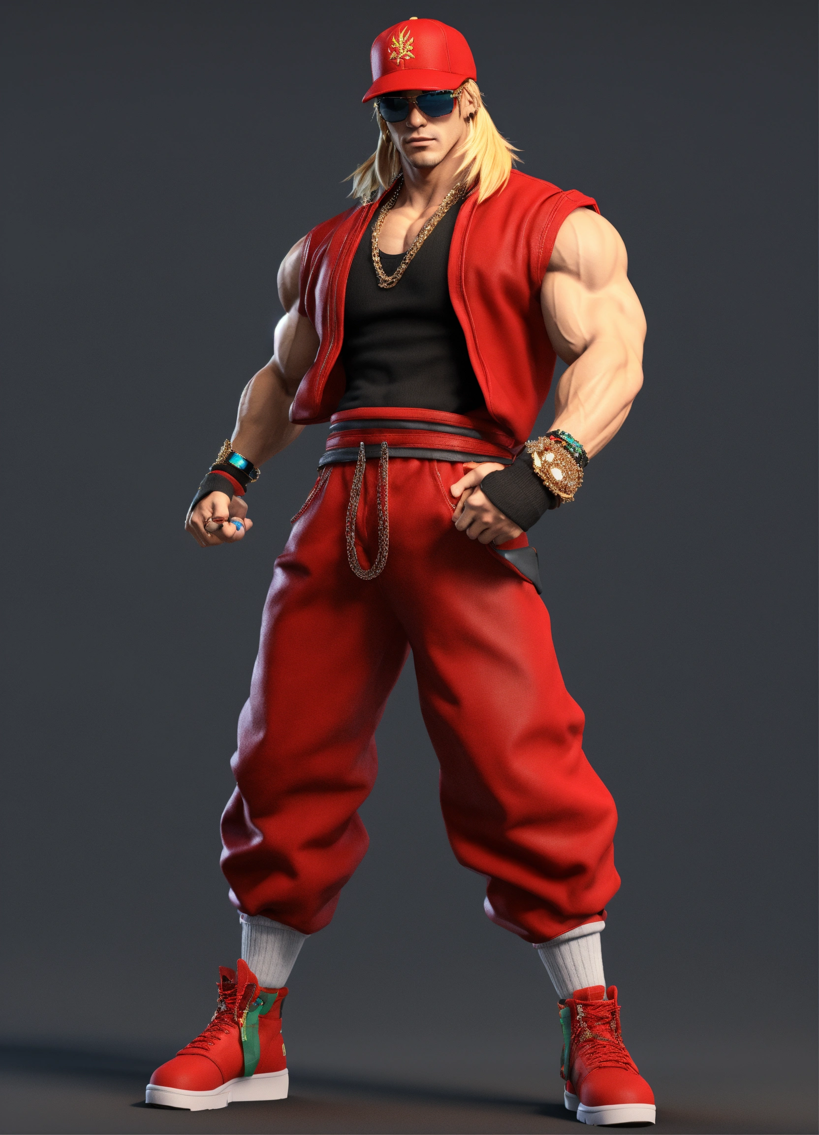 Lexica - 3D model, Ken Masters in trendy hip-hop attire, complete with ...