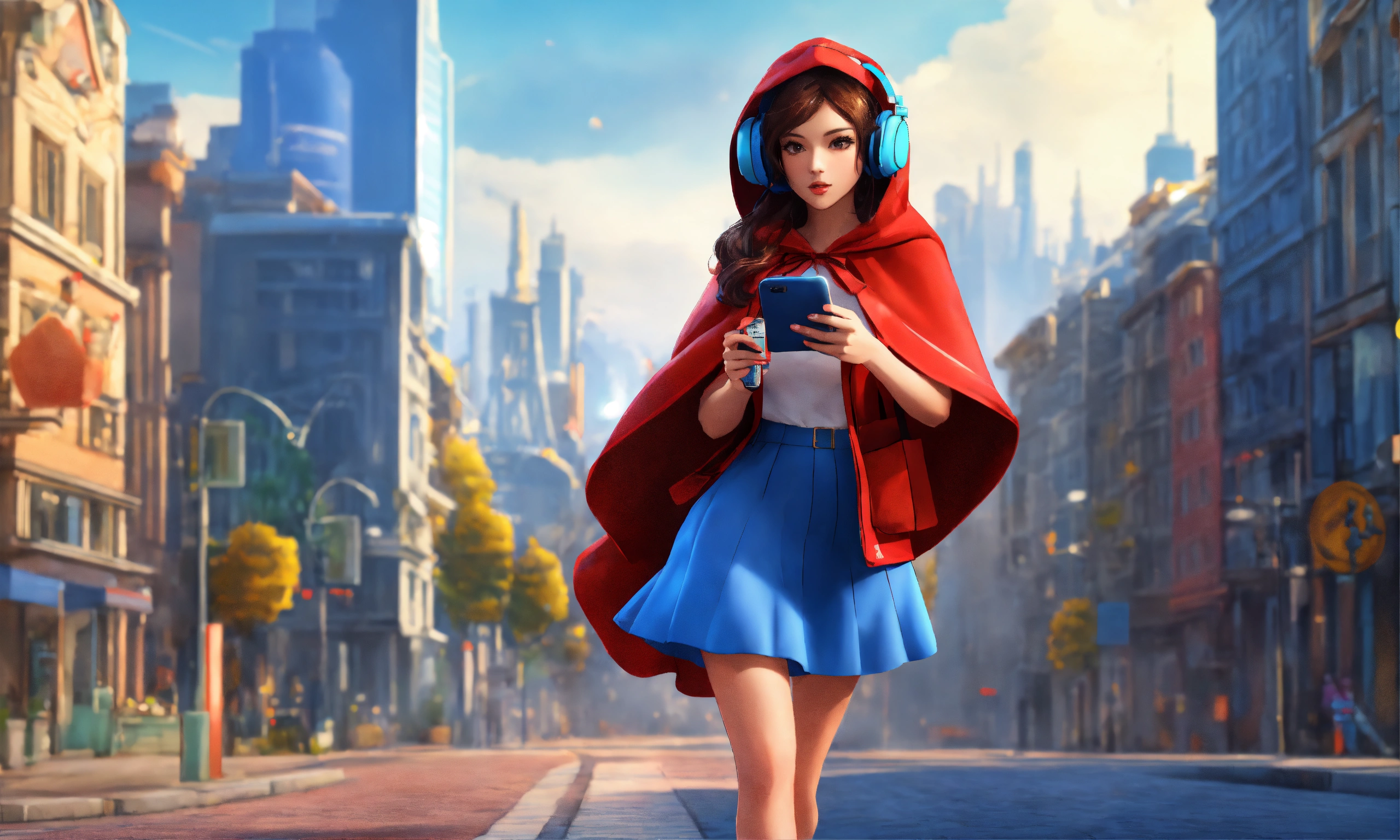 Lexica - Cartoons modern Red Riding Hood, wearing short blue skirt and ...