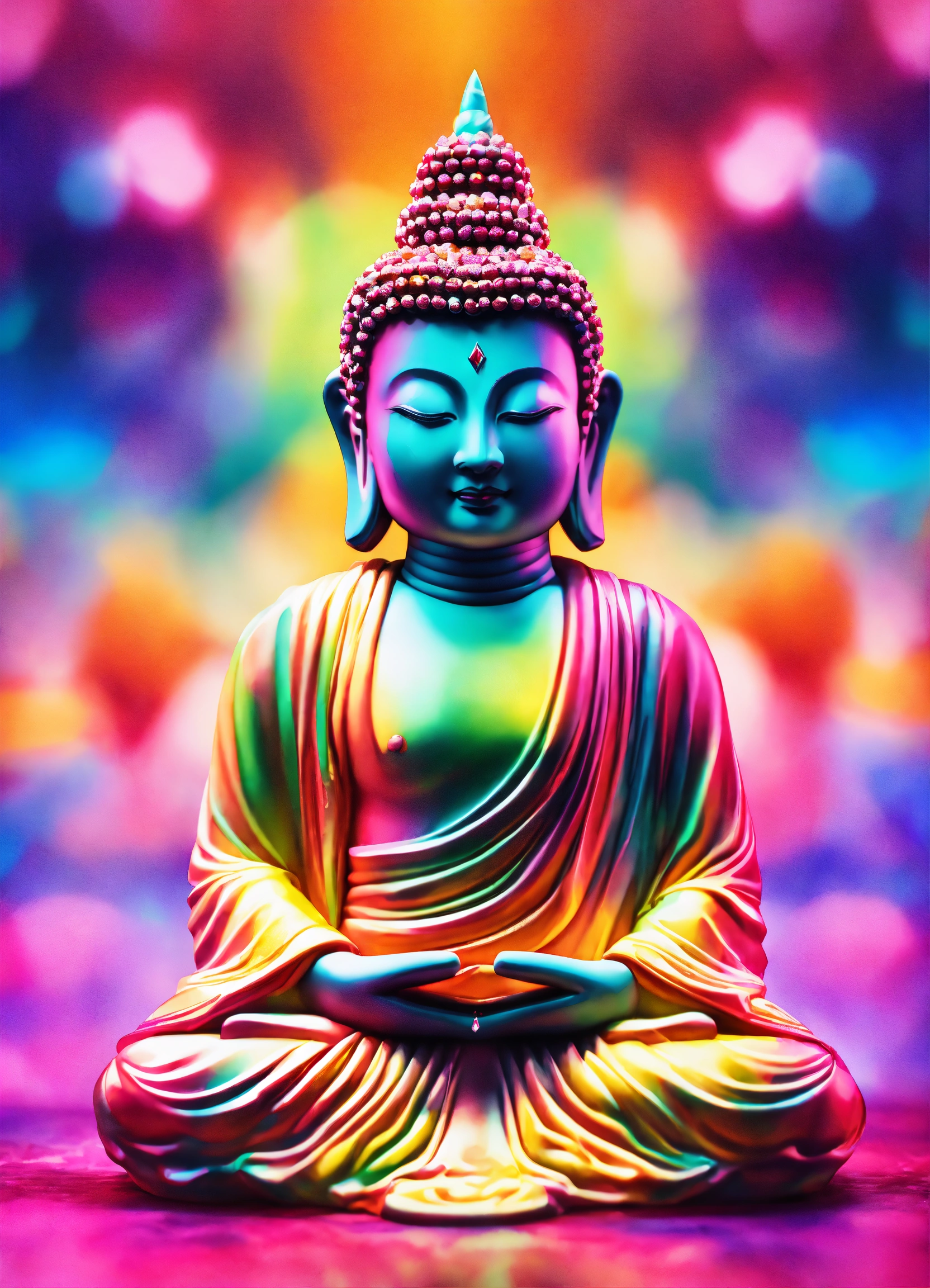 Lexica - Gelly cute adorable buddha, neon glow colours, highly ...