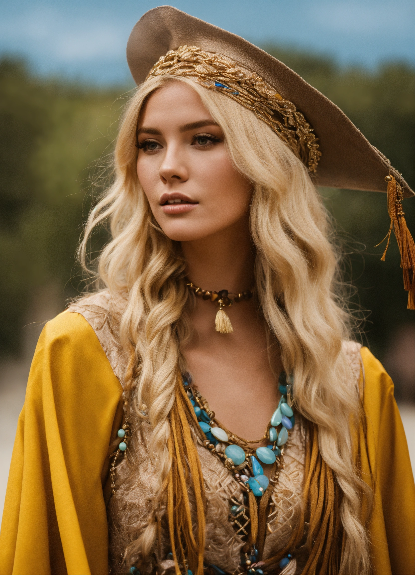 Lexica - Blonde prehistoric woman graduated from fashion school