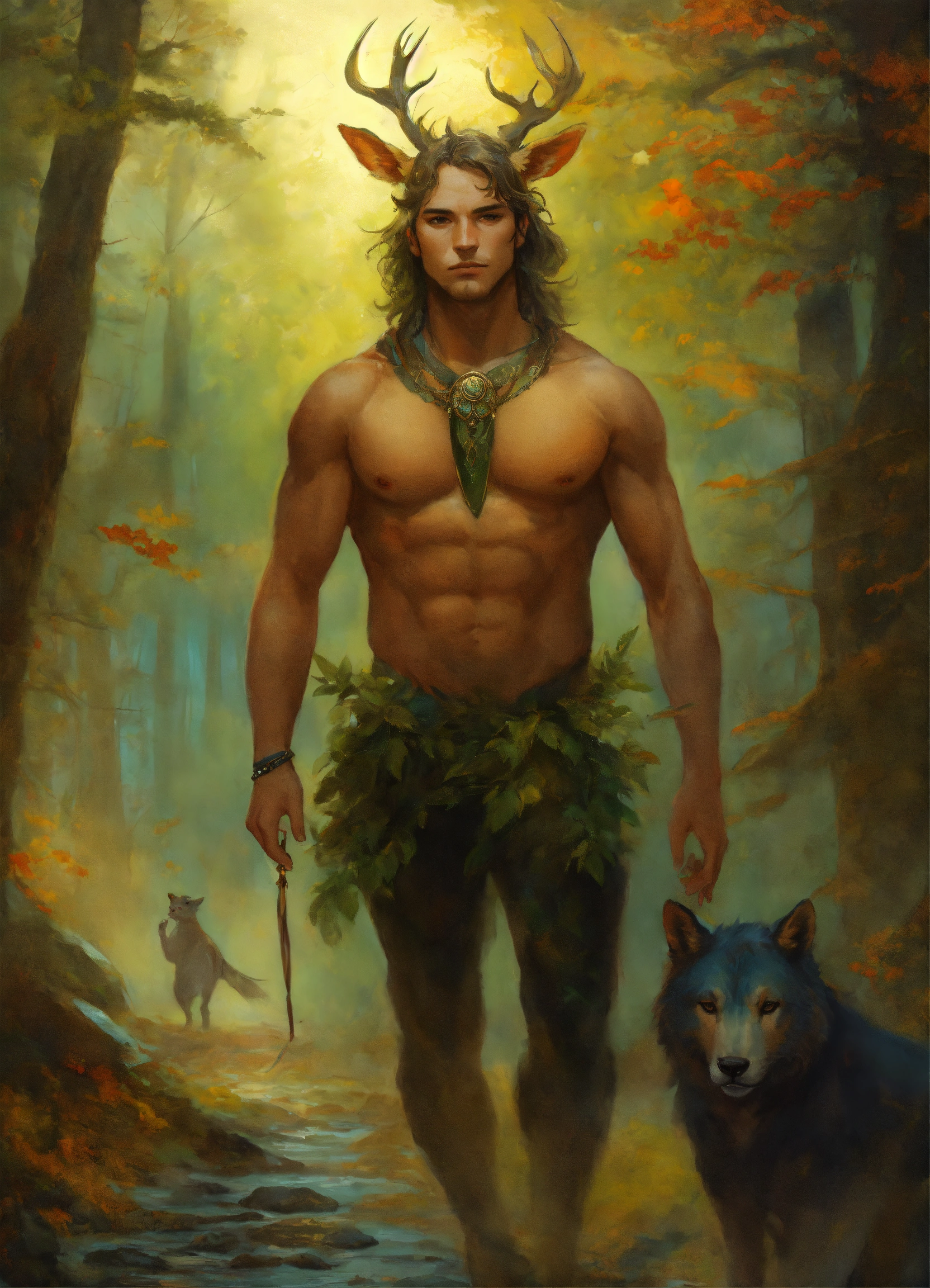 Lexica - Hybrid from man and animal, from the forest, human facial ...