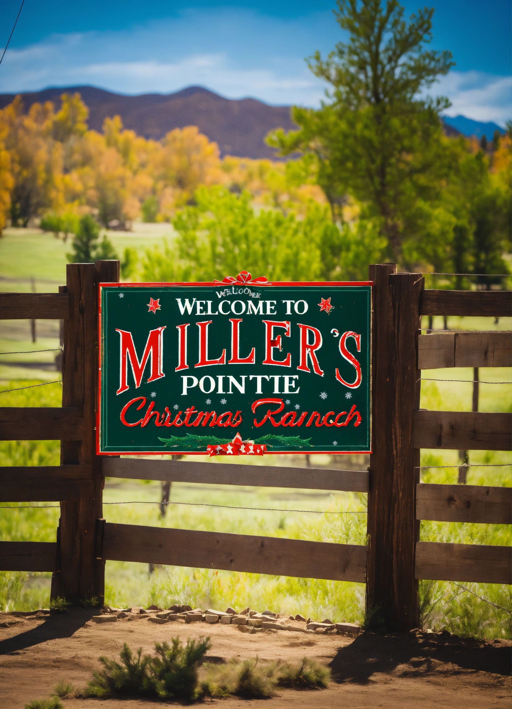Lexica - Welcome to Miller’s Pointe, sign, Cowboy Ranch, Christmas
