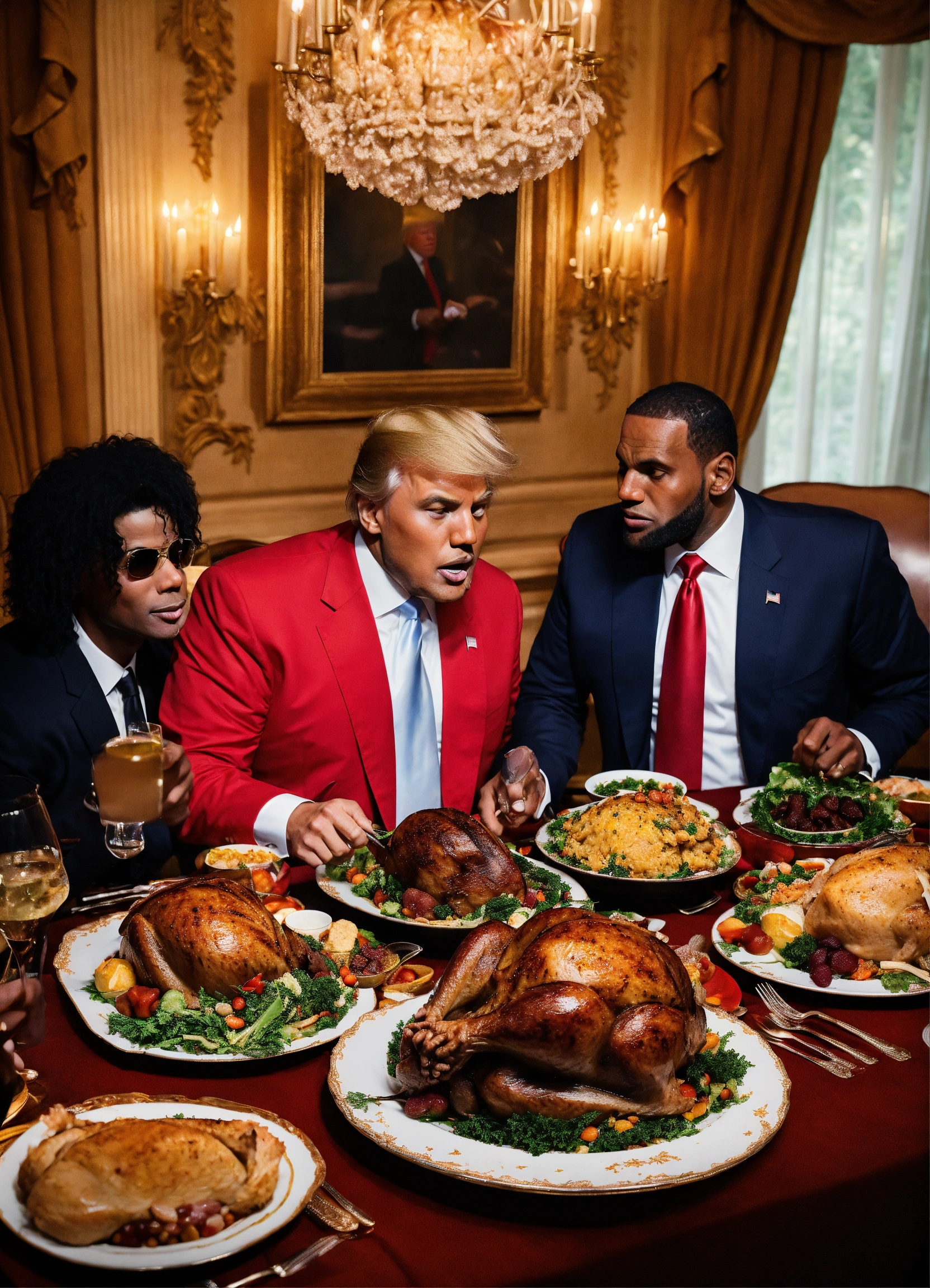 Lexica - Photo realistic shot of lebron james eating thanksgiving ...