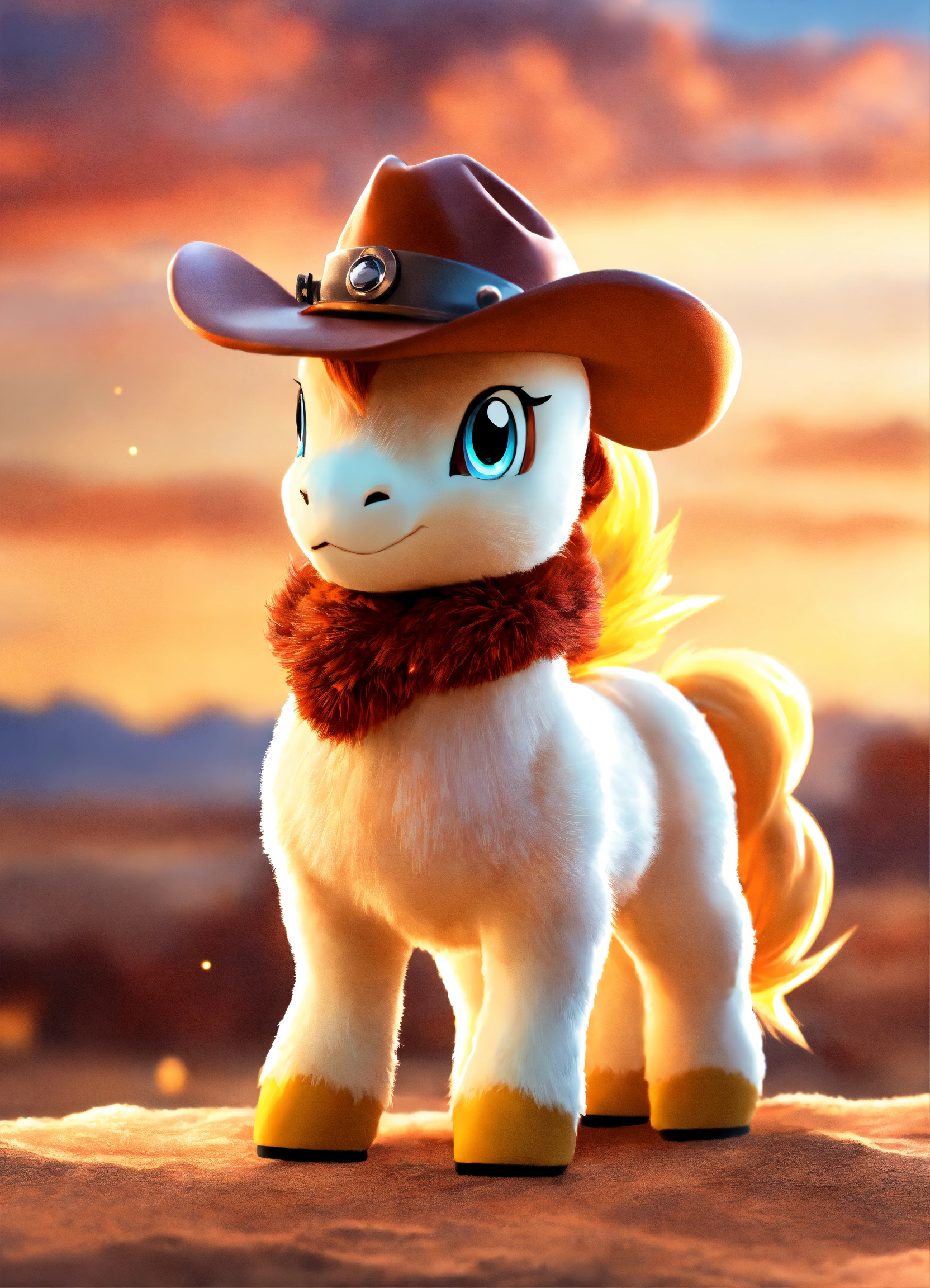 Lexica - An adorable and fluffy baby Ponyta pokemon, cowboy, western ...