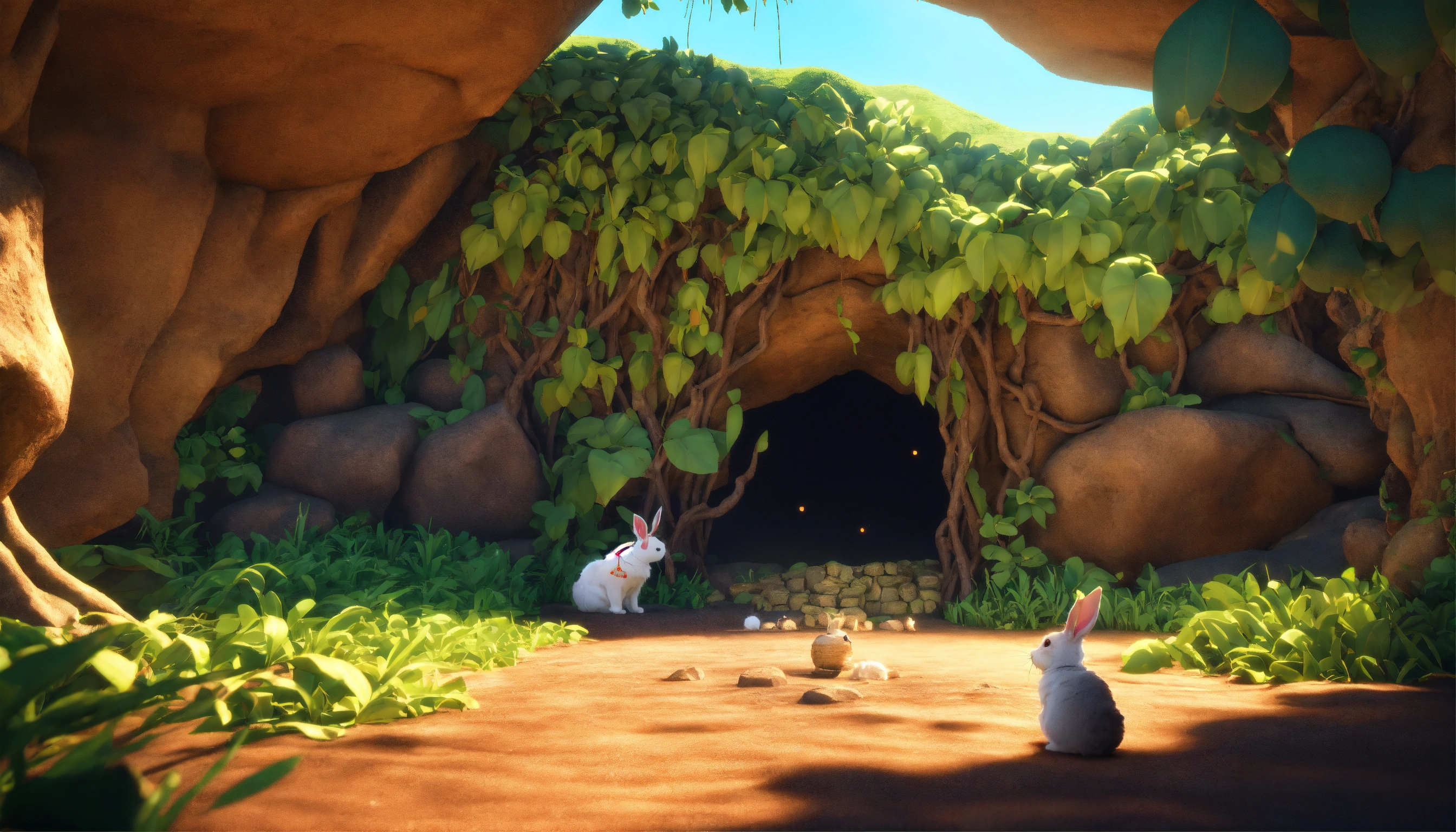 Lexica - Generate an image of a cave entrance near the banyan tree ...