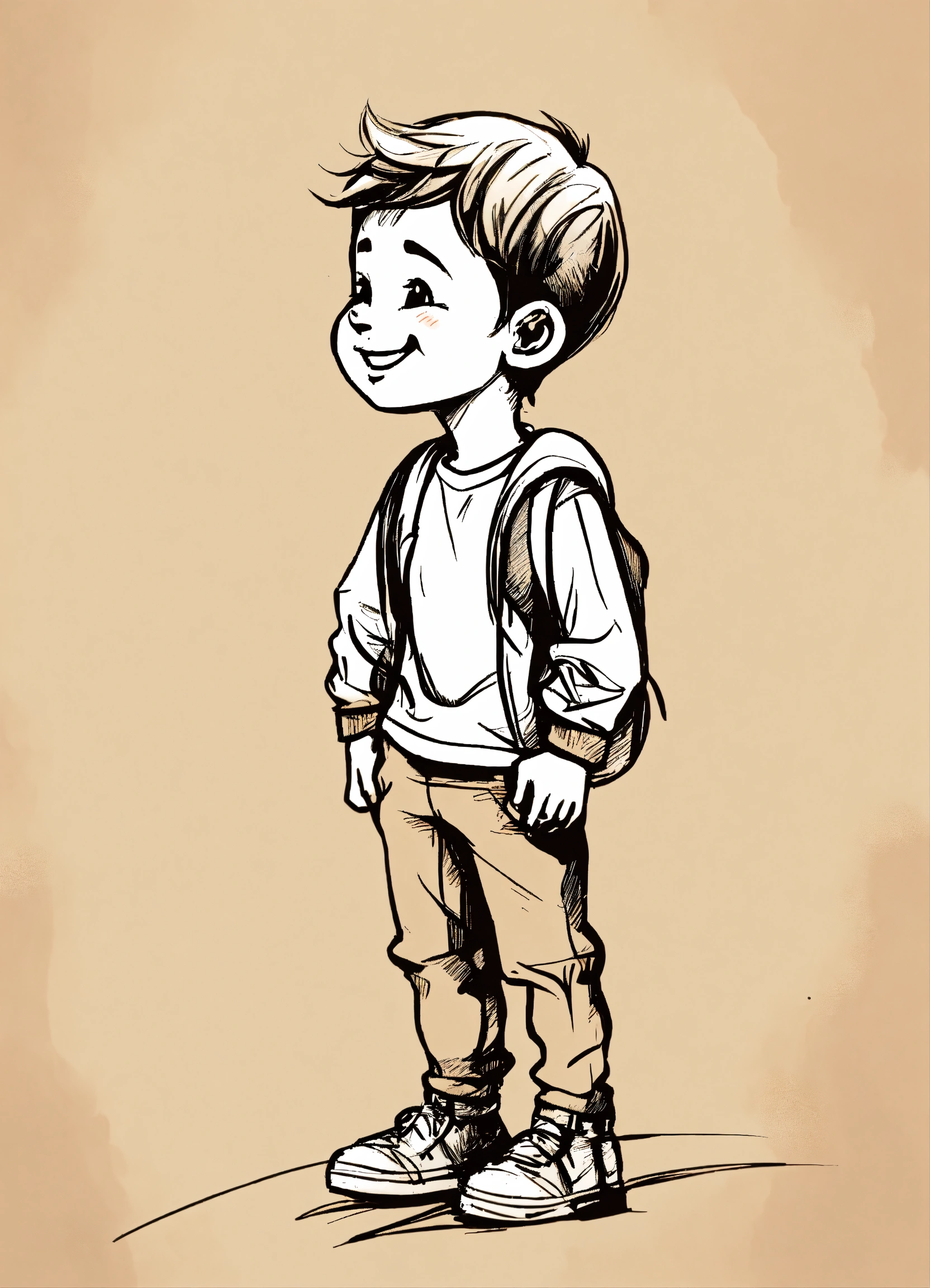 Lexica - A cute, happy boy drawn from the profile. Looking to the side ...